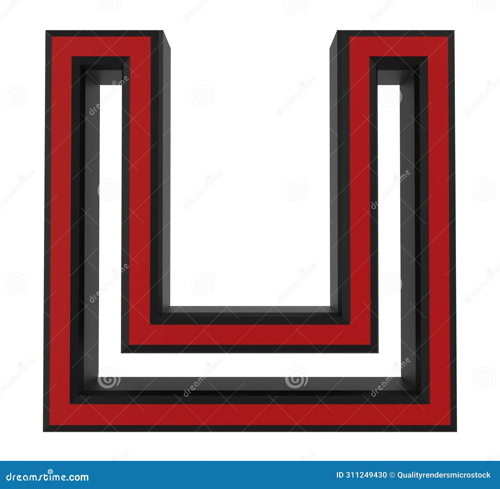 Letter U Uppercase Outlined Techno Text Isolated on White Background ...