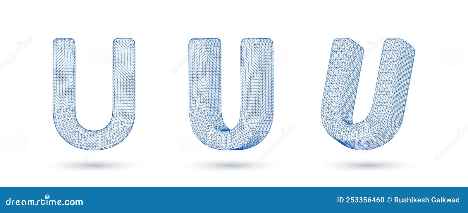 Letter U Wireframe High Polygonal Outline Low Poly Style Vector Design ...