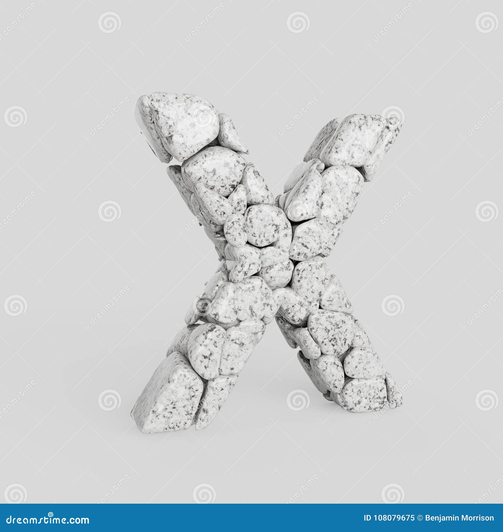 Upper Case Letter X Made of Smooth Stones on a White Background Stock ...