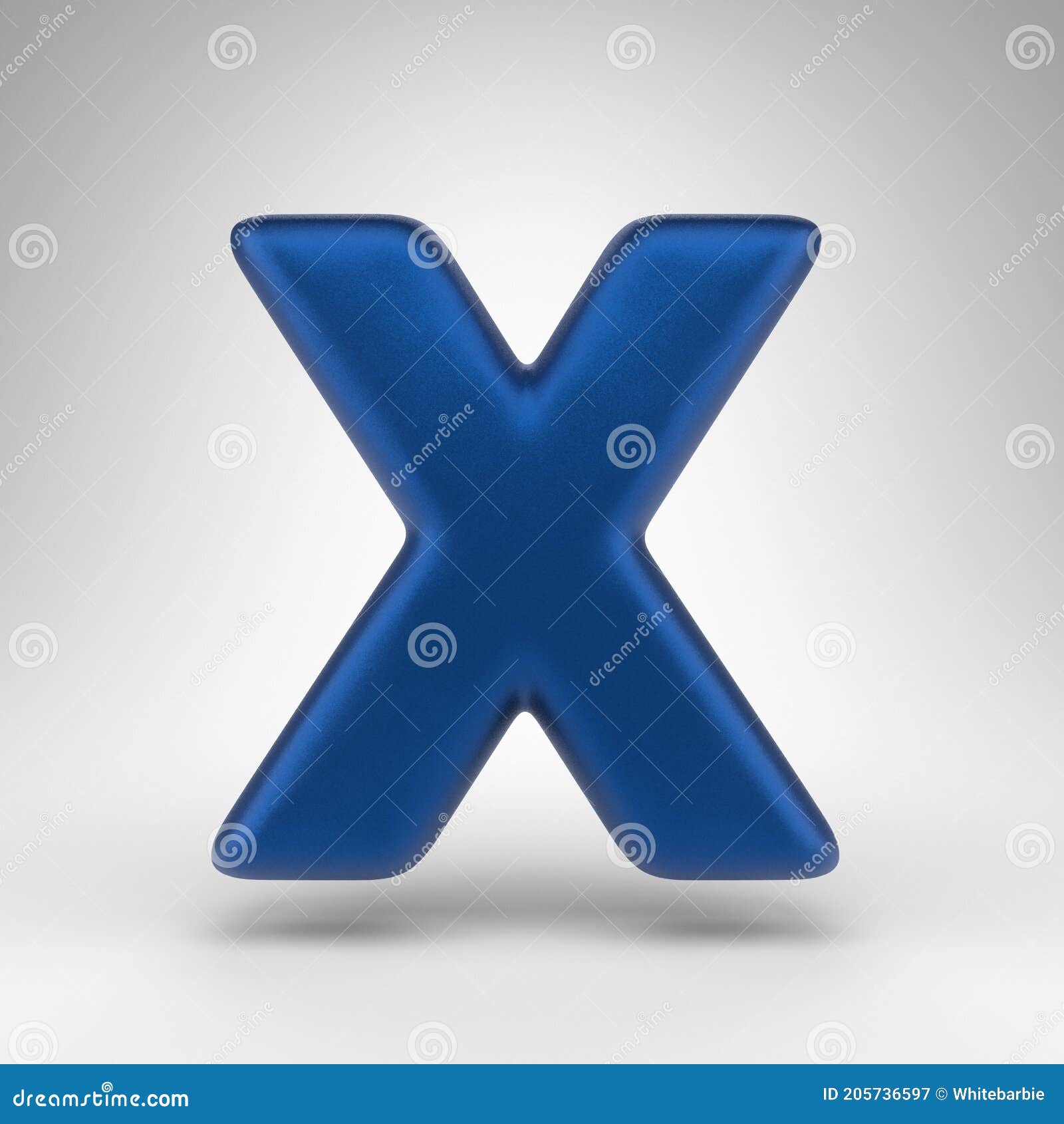 Letter X Uppercase on White Background. Anodized Blue 3D Letter with ...