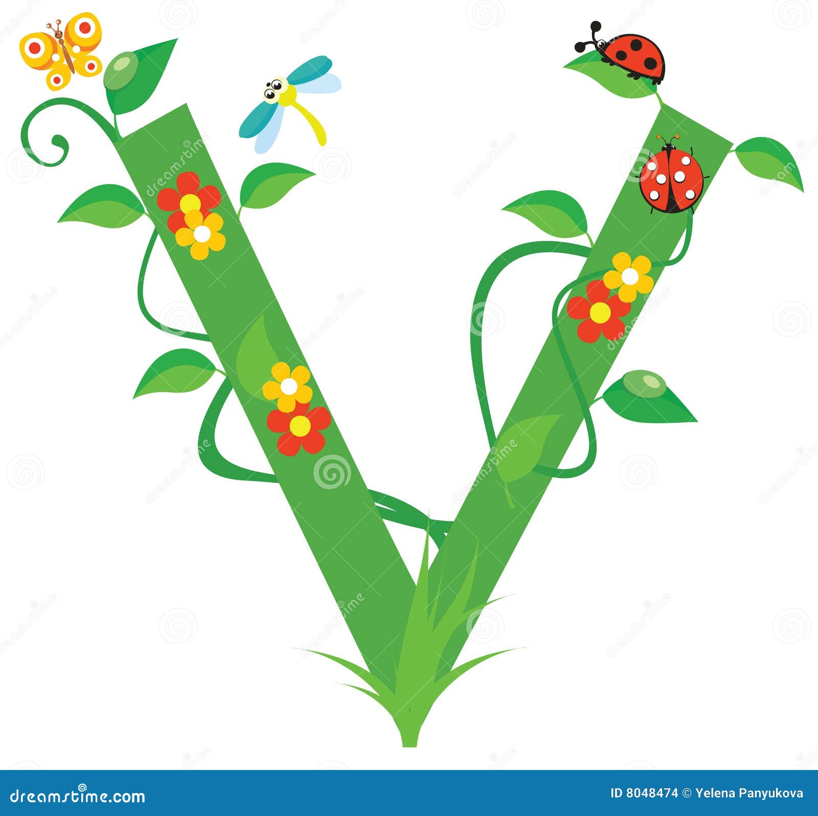 Letter V stock vector. Illustration of character, bouquet - 8048474