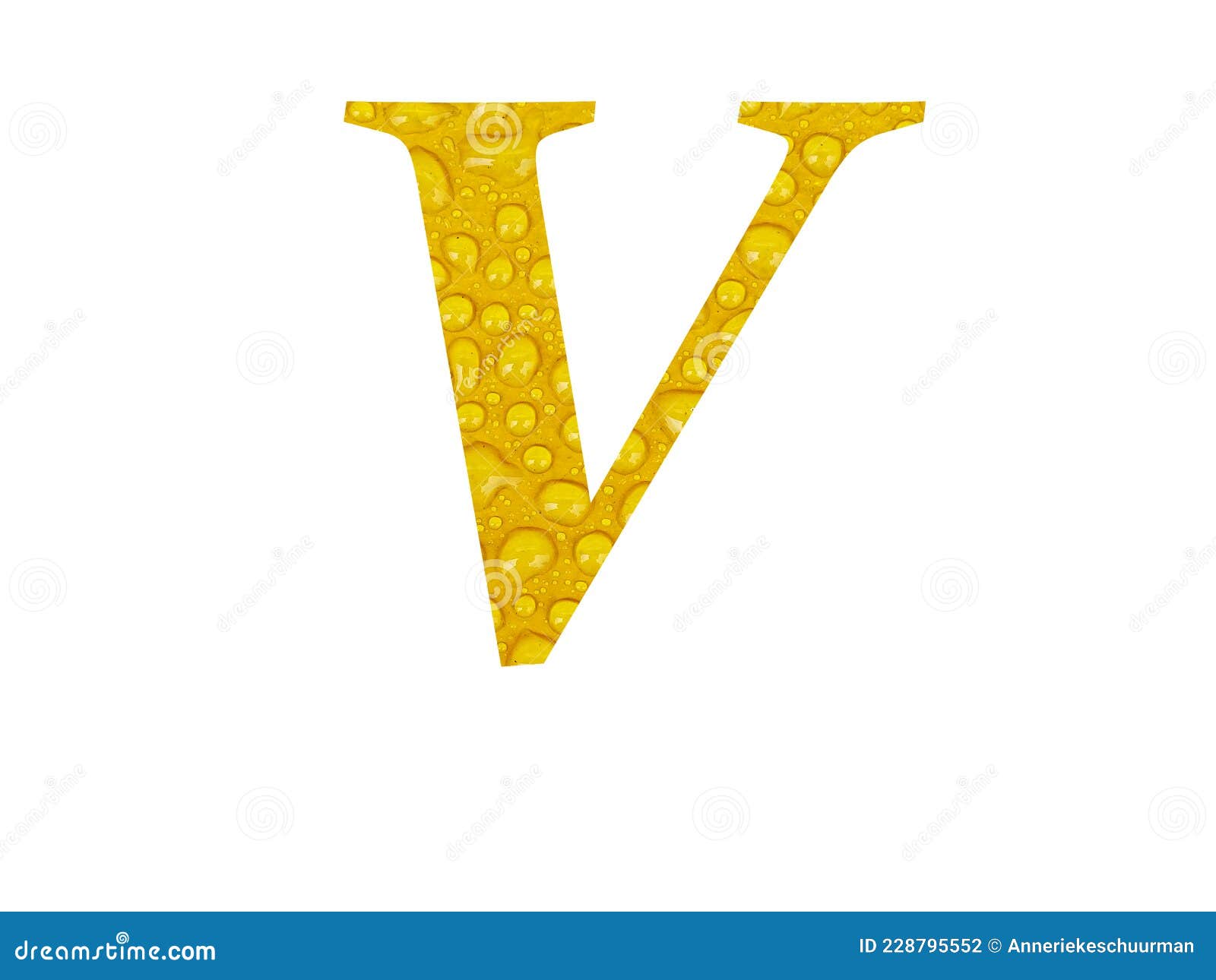 Letter V of the Alphabet Made with Raindrops on a Yellow Background ...