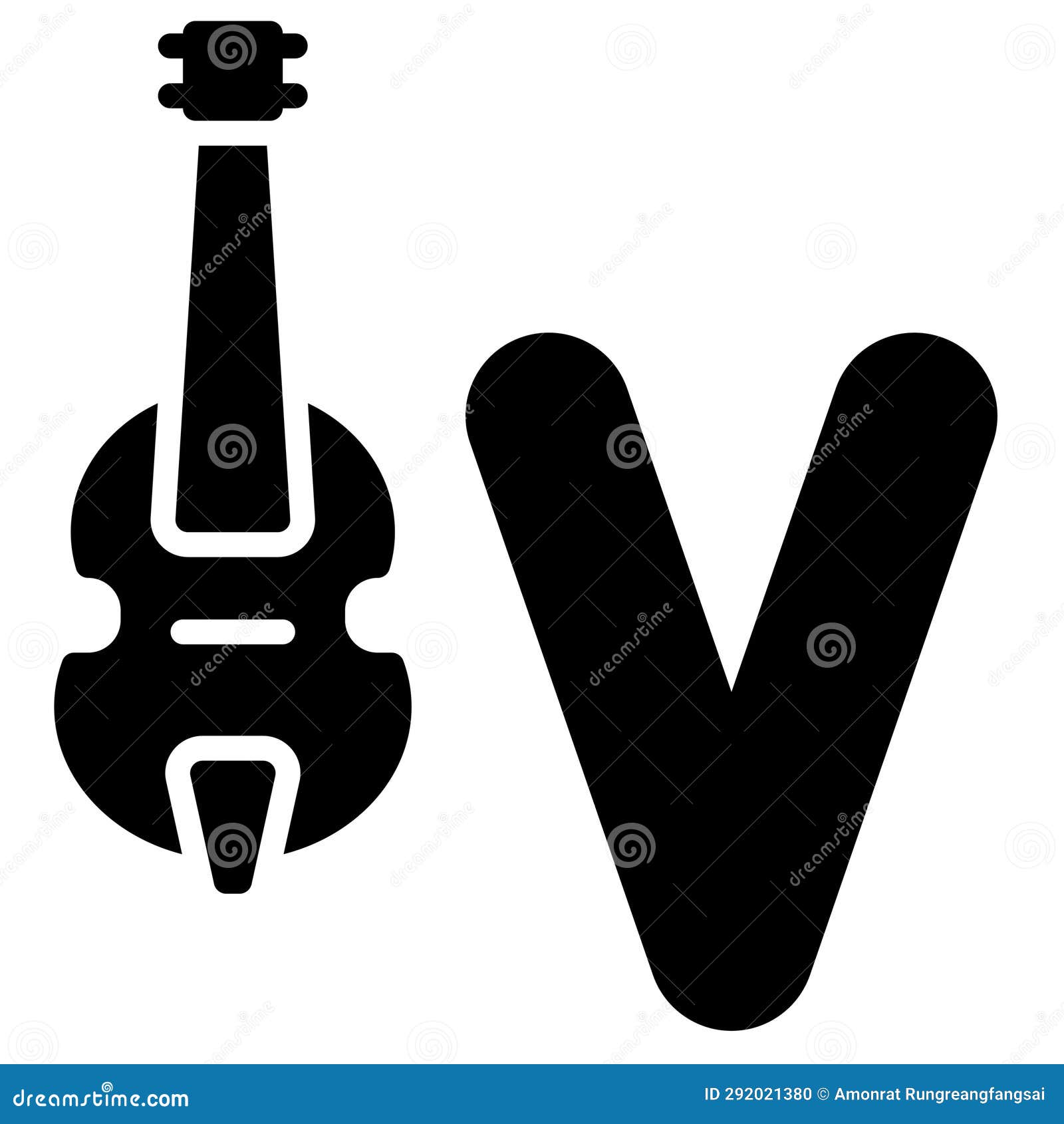 Letter V Alphabet with Violin Icon Stock Vector - Illustration of ...