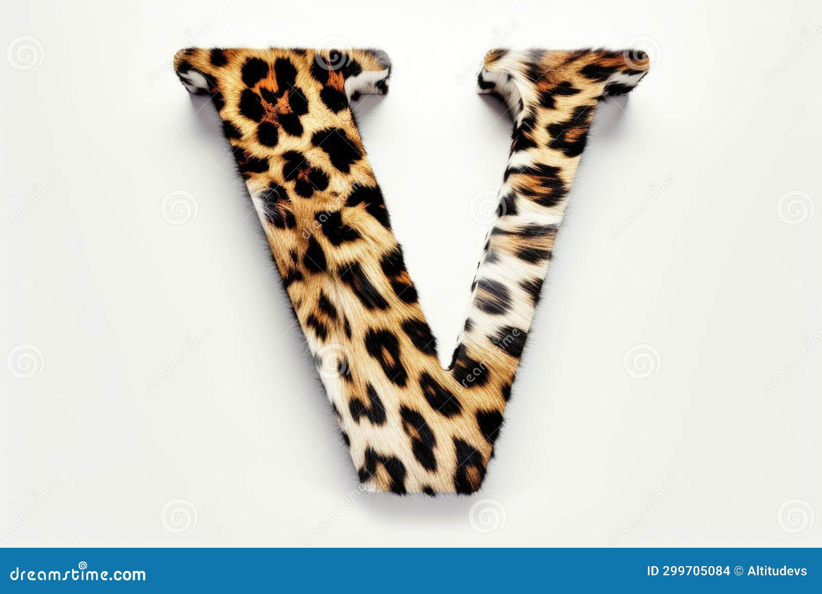 Letter V, Animal Print Style, on White Background Stock Photo - Image ...