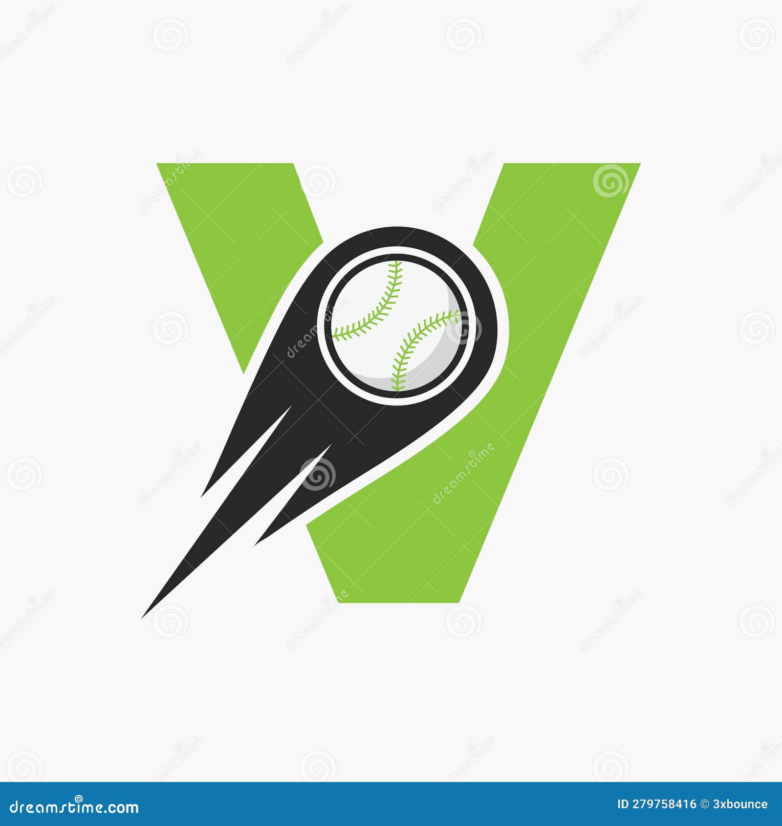 Letter V Baseball Logo Concept with Moving Baseball Icon Vector ...