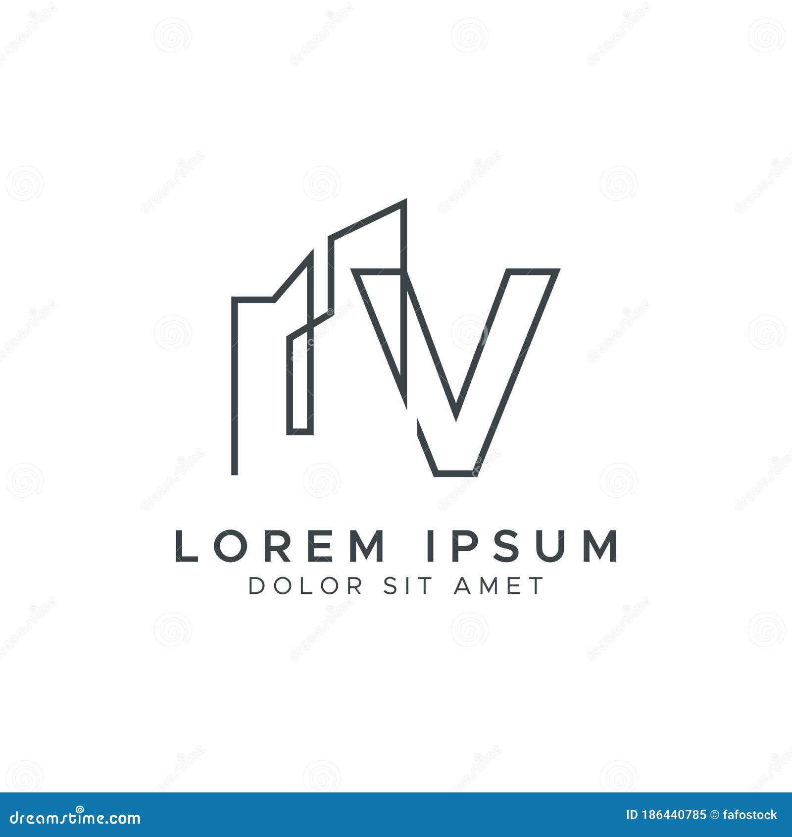 Letter V Building Line Logo Vector Design Template Stock Vector ...