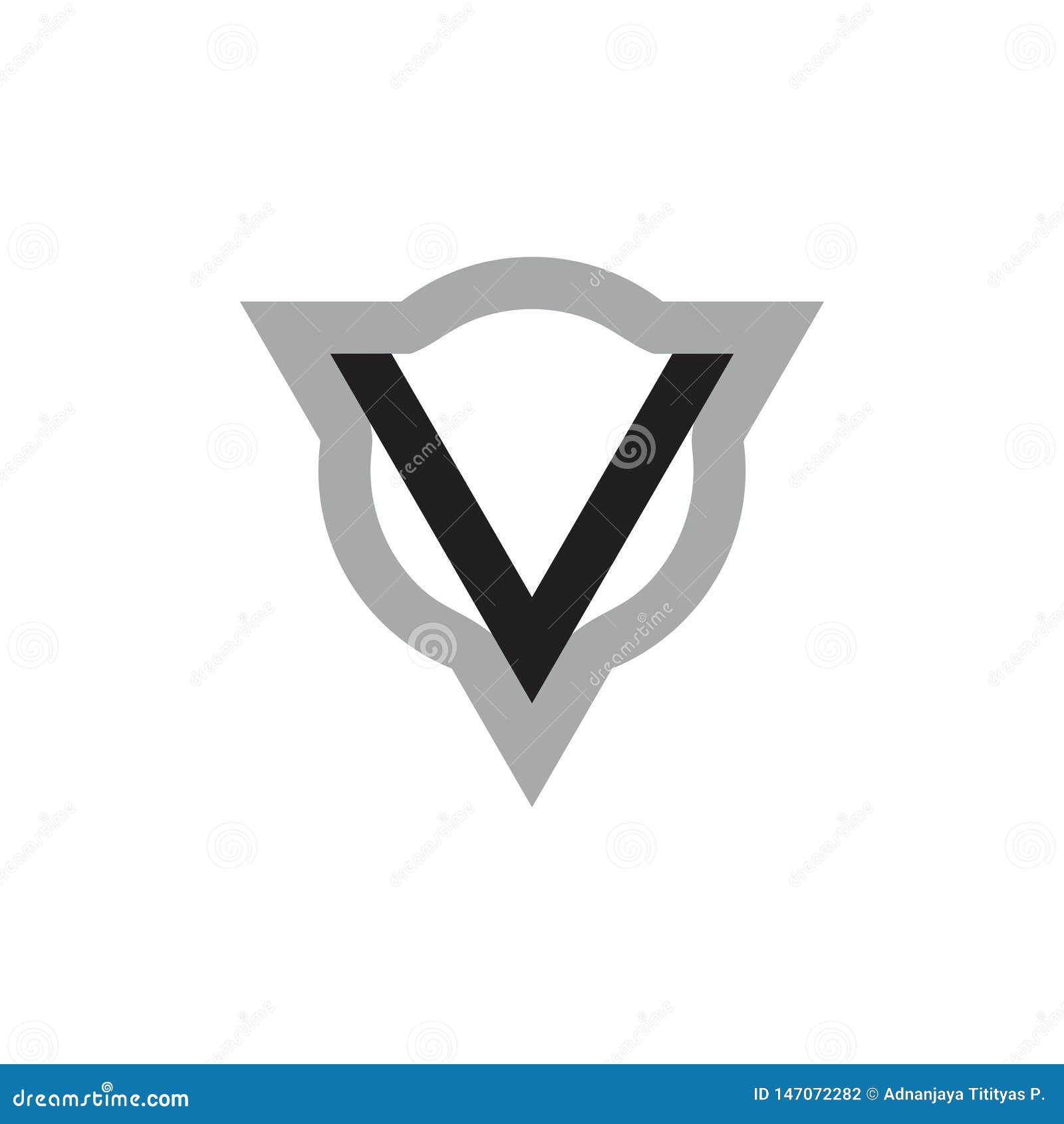 Letter V Circle Triangle Geometric Line Logo Stock Vector ...