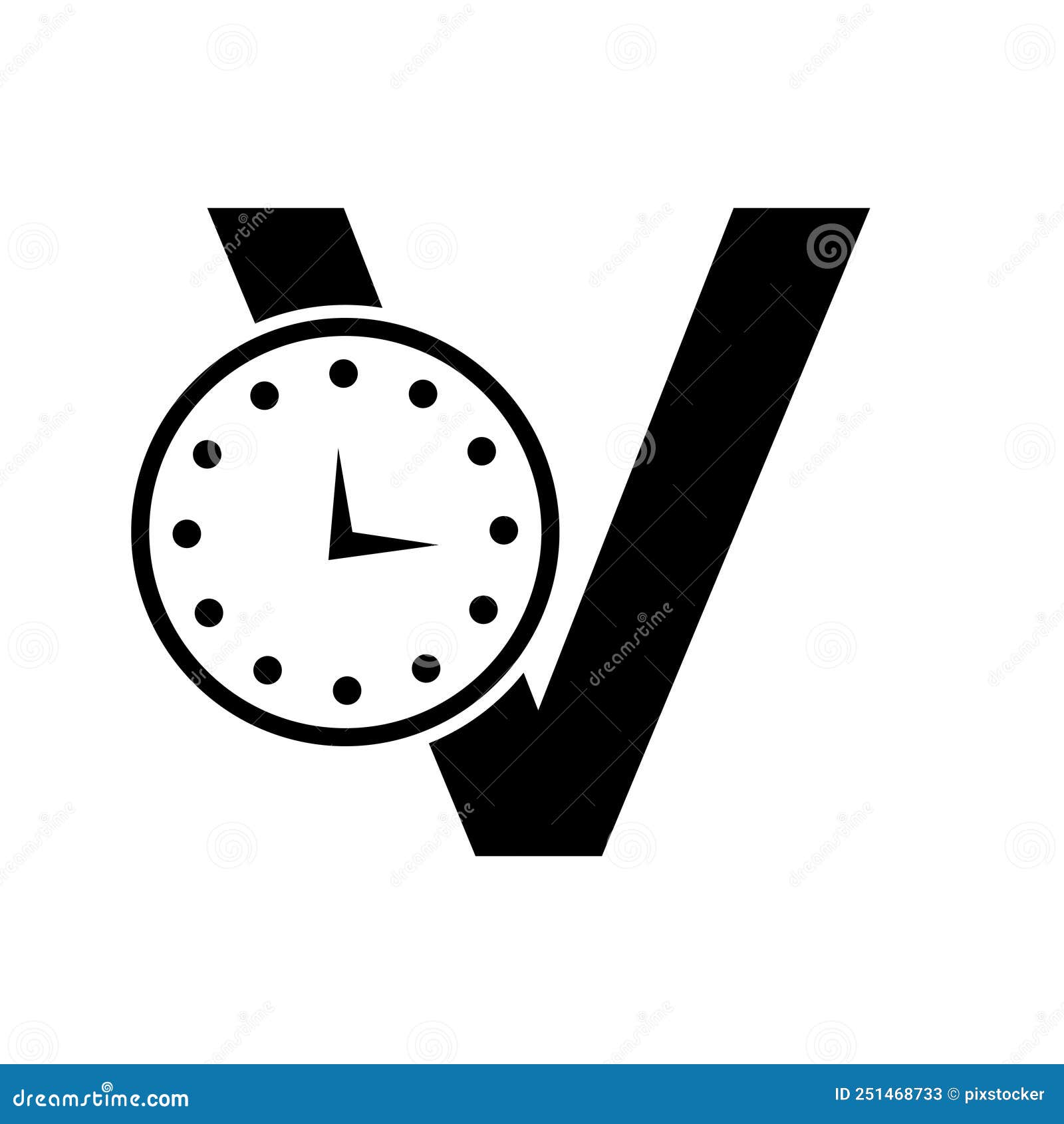 Letter V Clock Logo Design Vector Template Stock Vector - Illustration ...