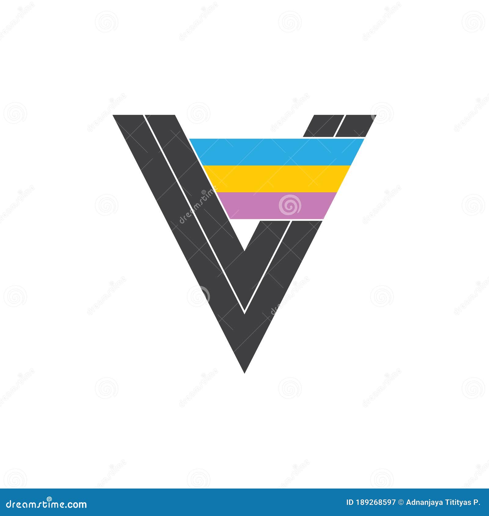 Letter V Colorful Flag Logo Geometric Design Stock Vector ...