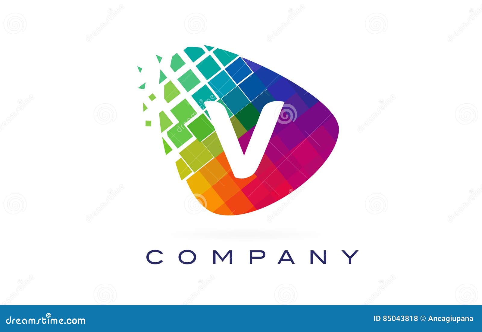 Letter V Colourful Rainbow Logo Design. Stock Vector - Illustration of ...
