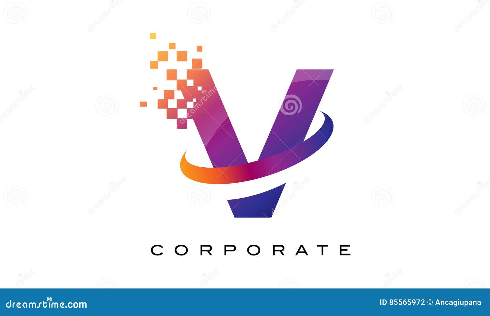 Letter V Colourful Rainbow Logo Design. Stock Vector - Illustration of ...