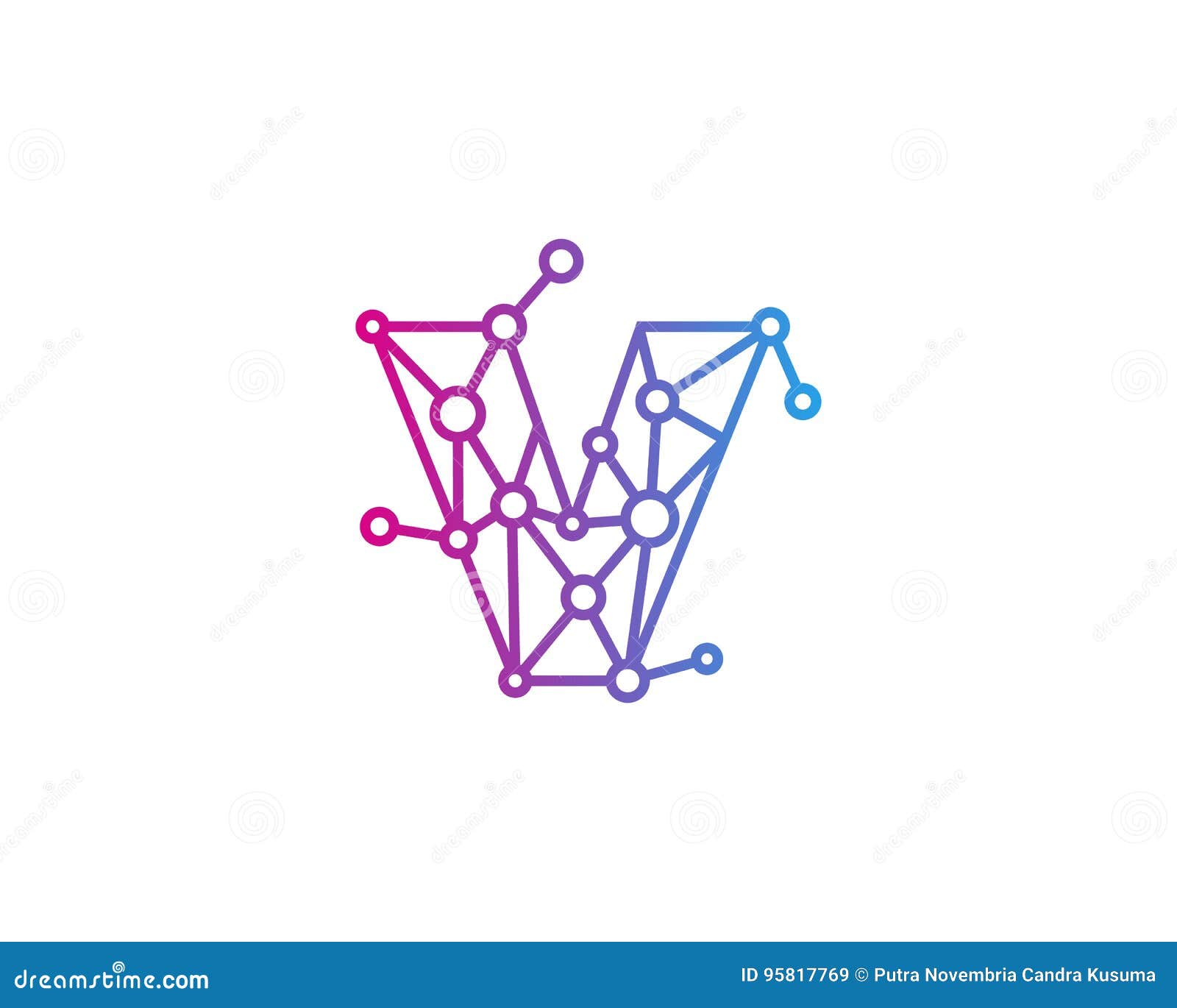 Letter V Connect Dot Network Icon Logo Design Element Stock Vector ...