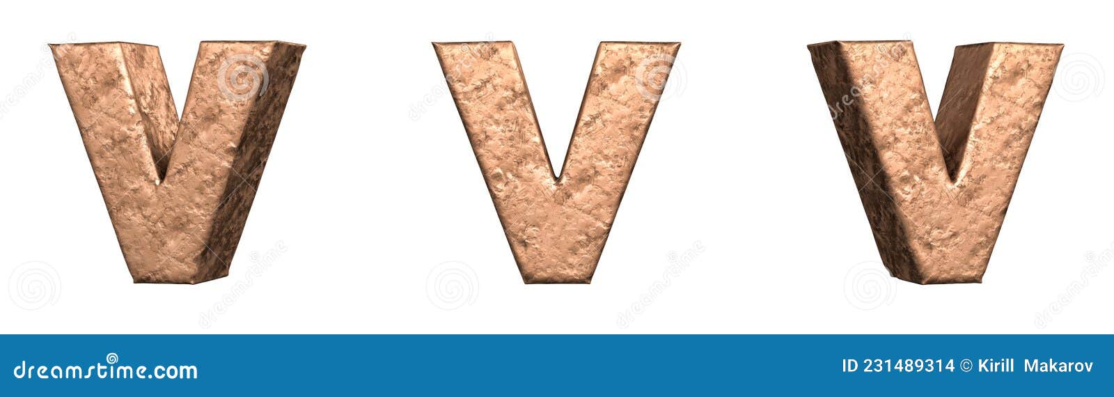Letter V from Copper Letters Alphabet Collection Set. Isolated Stock ...