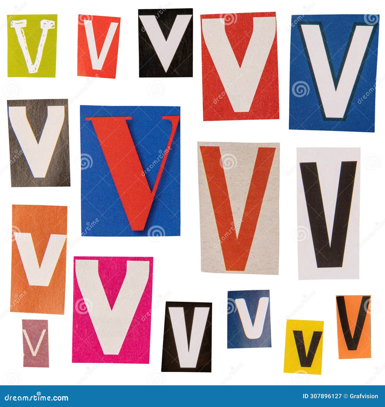 Letter V Cut Out from Newspapers Stock Image - Image of font, cutout ...