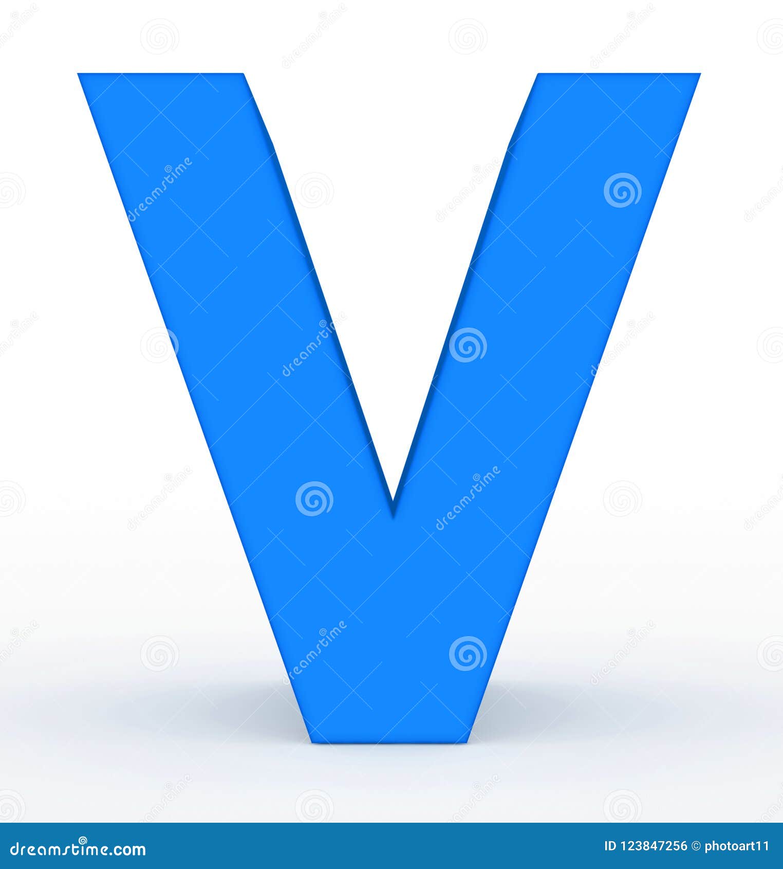 Letter V 3d Blue Isolated on White Stock Illustration - Illustration of ...