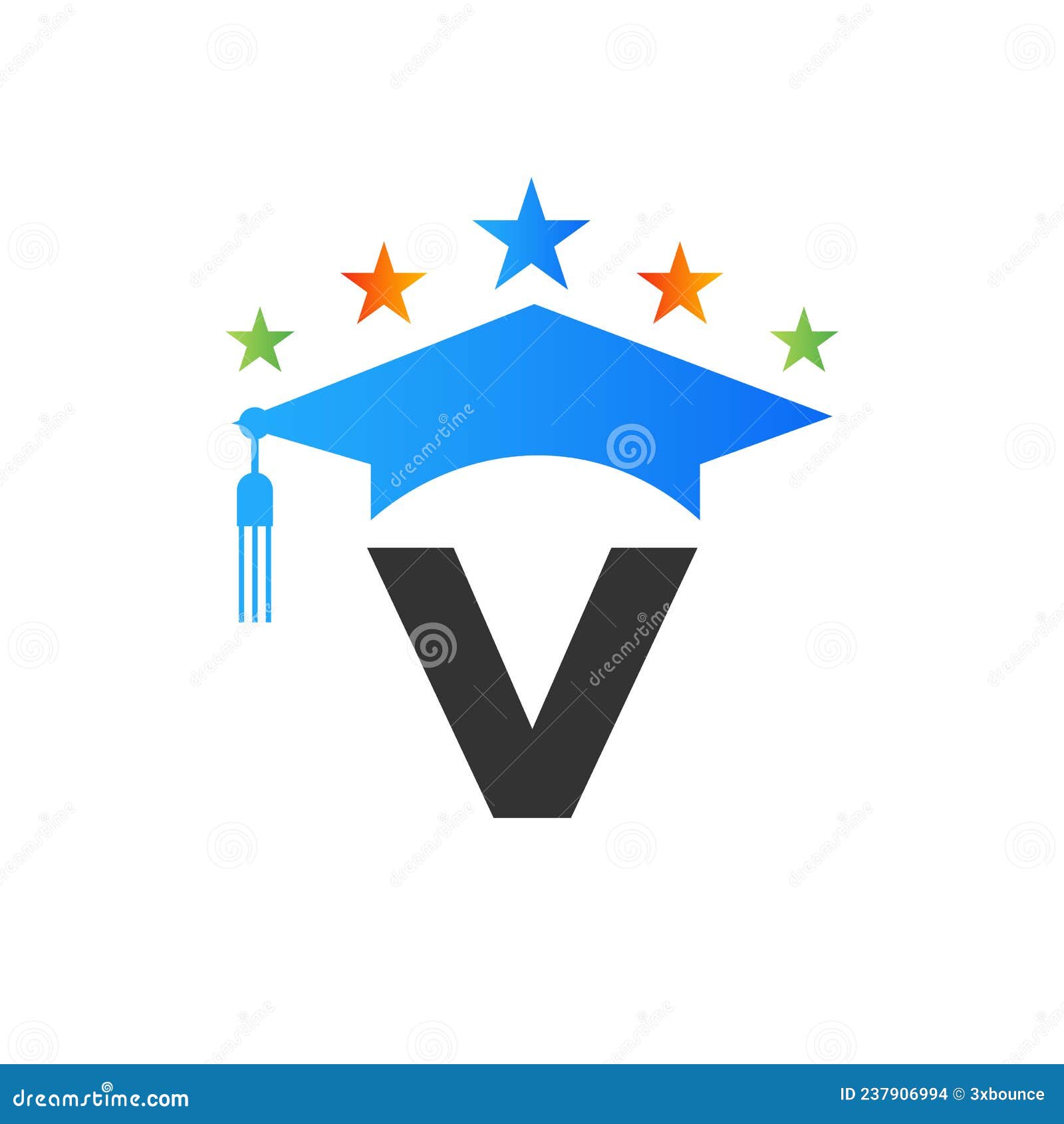 Letter V Education Logo Initial Graduation Cap Concept. Education Logo ...