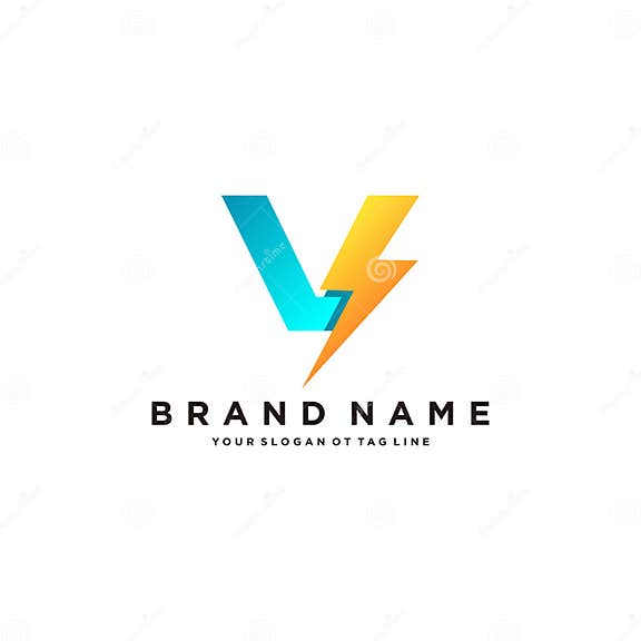 Letter V Flash Electrical Logo Design Vector Stock Vector ...