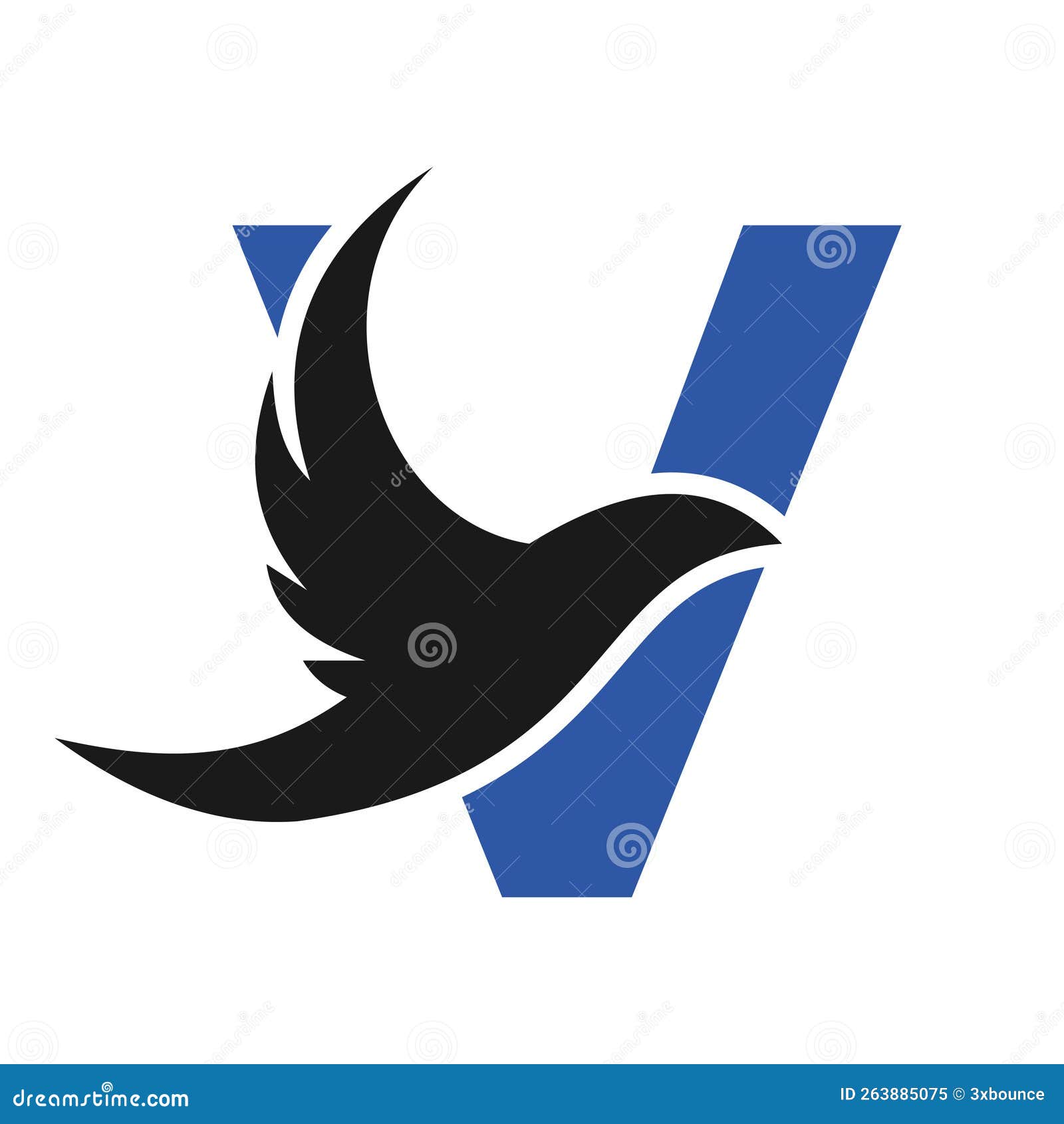 Letter V Flying Bird Logo Template Vector Sign. Dove Bird Logo on ...