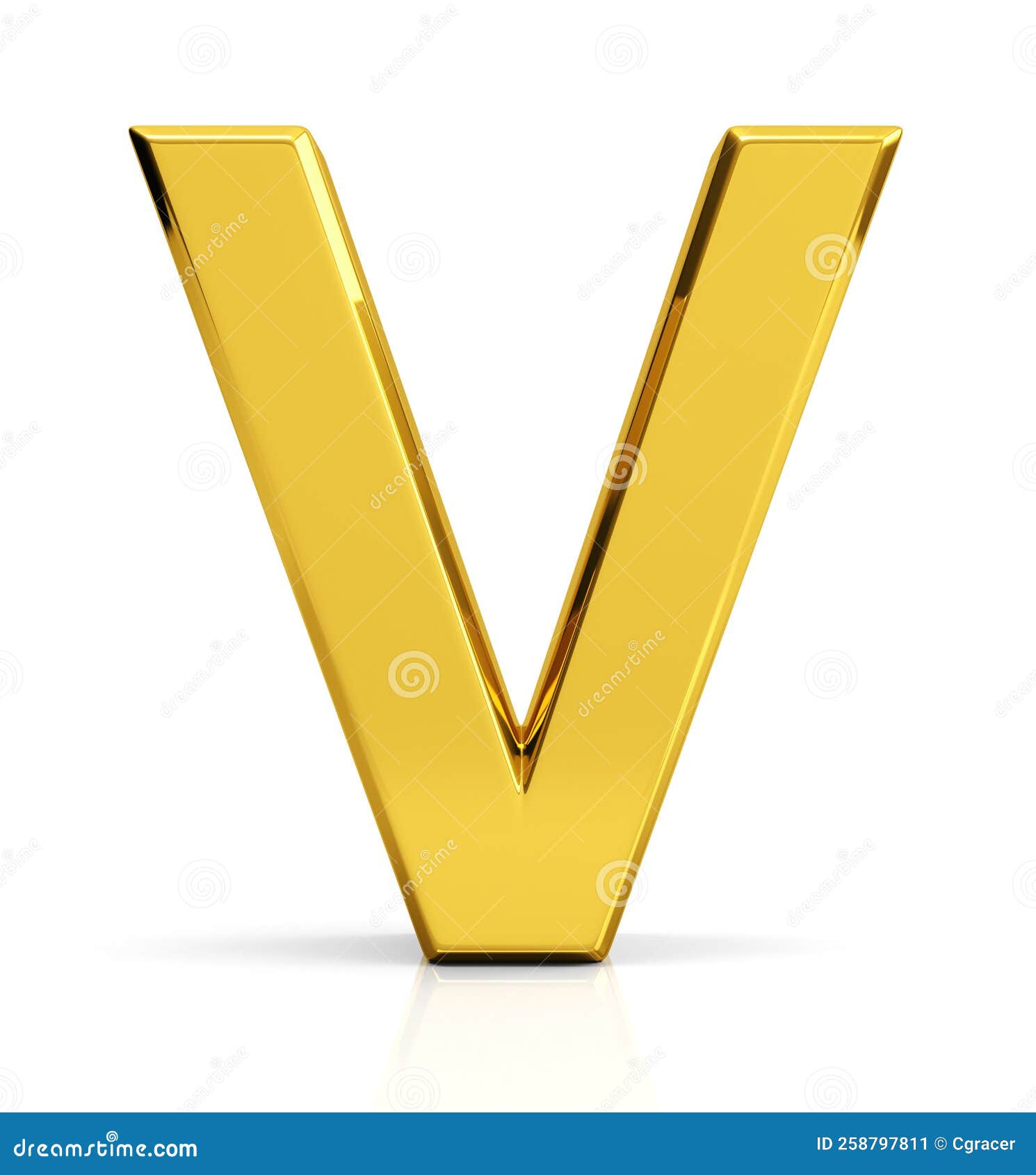 Letter V. Front View. 3d Render Stock Illustration - Illustration of ...