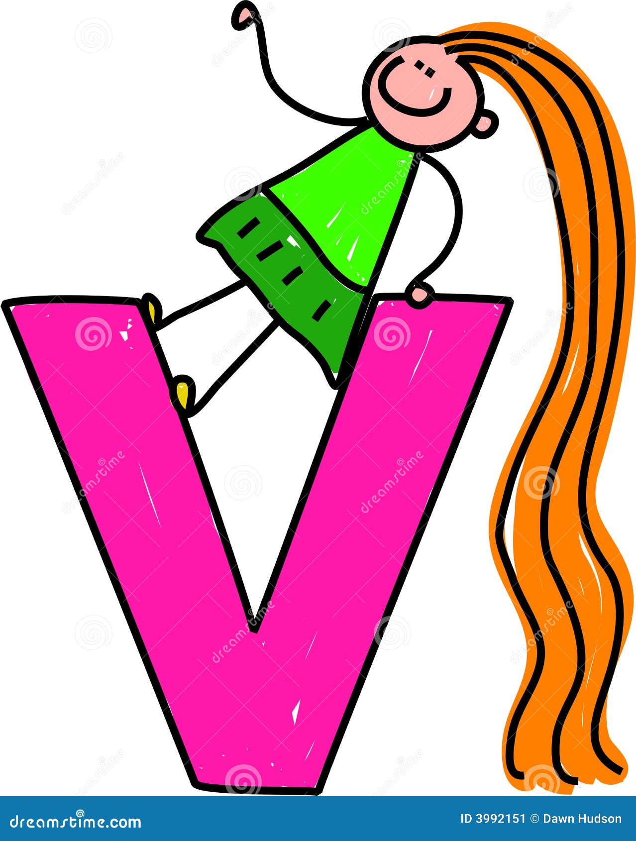Letter V girl stock vector. Illustration of english, preschool - 3992151