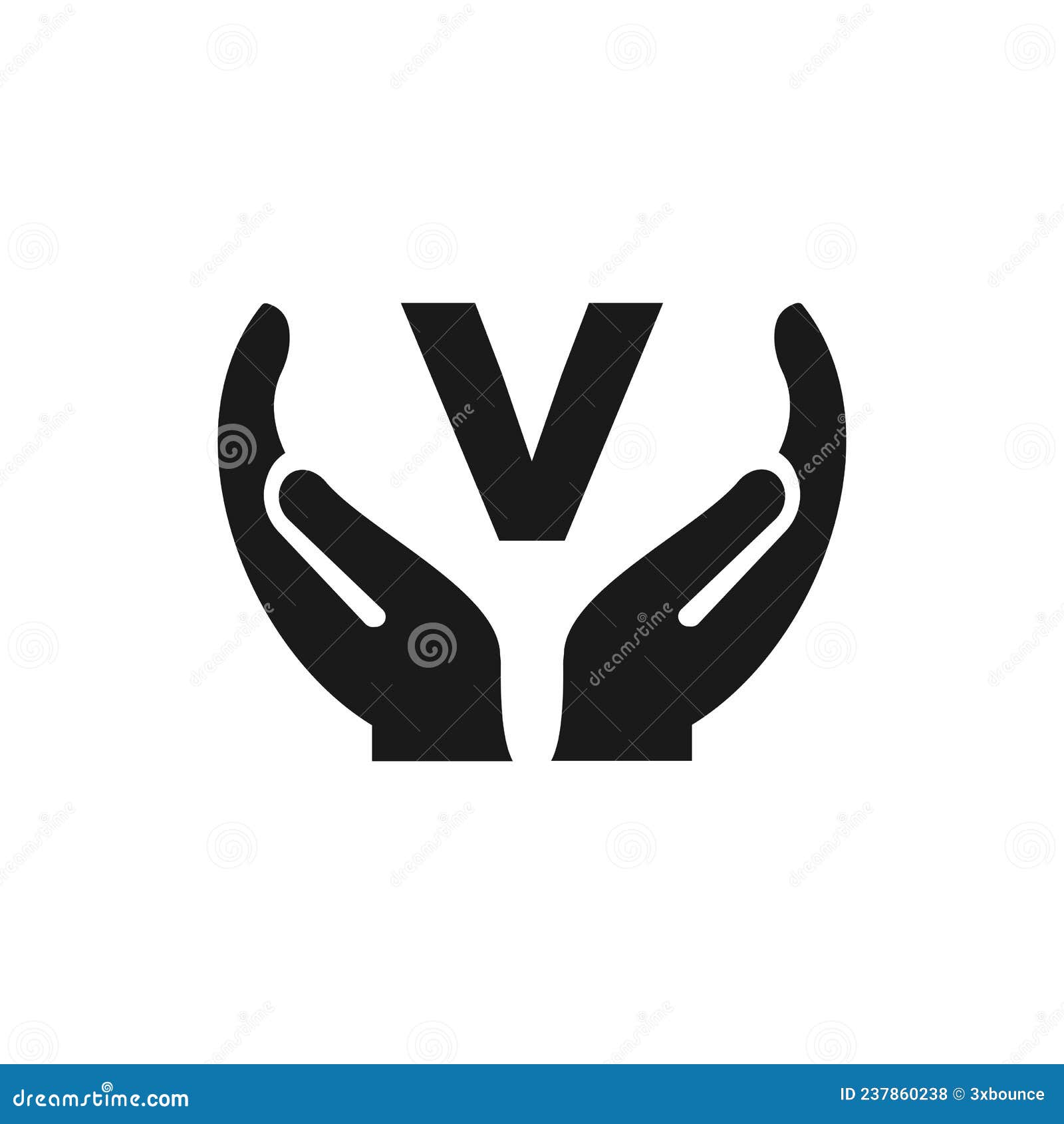 Letter V Giving Hand Logo Design. Hand Logo Design on Letter V Vector ...