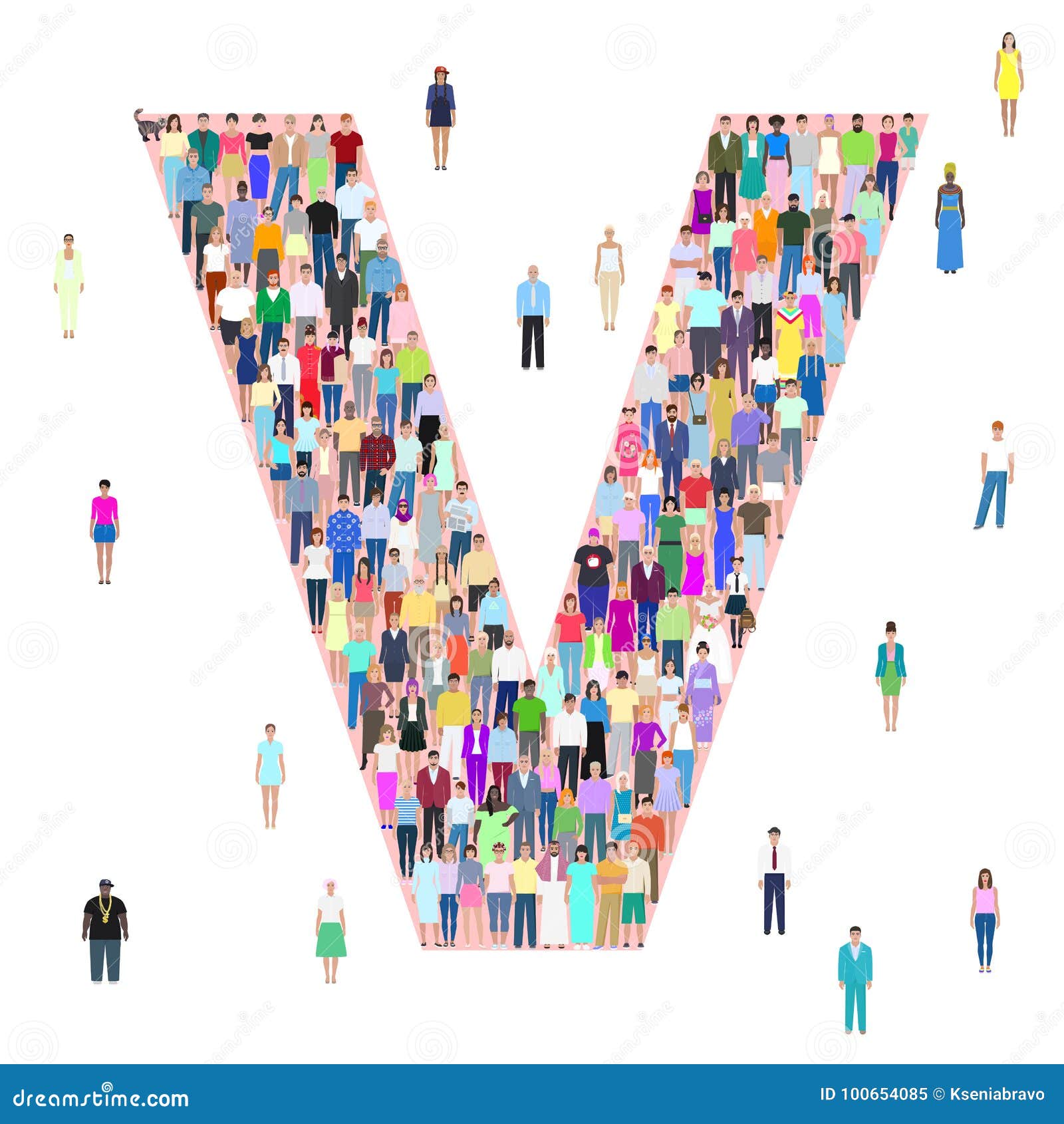 Letter V, Different People, Vector Illustration Stock Vector ...