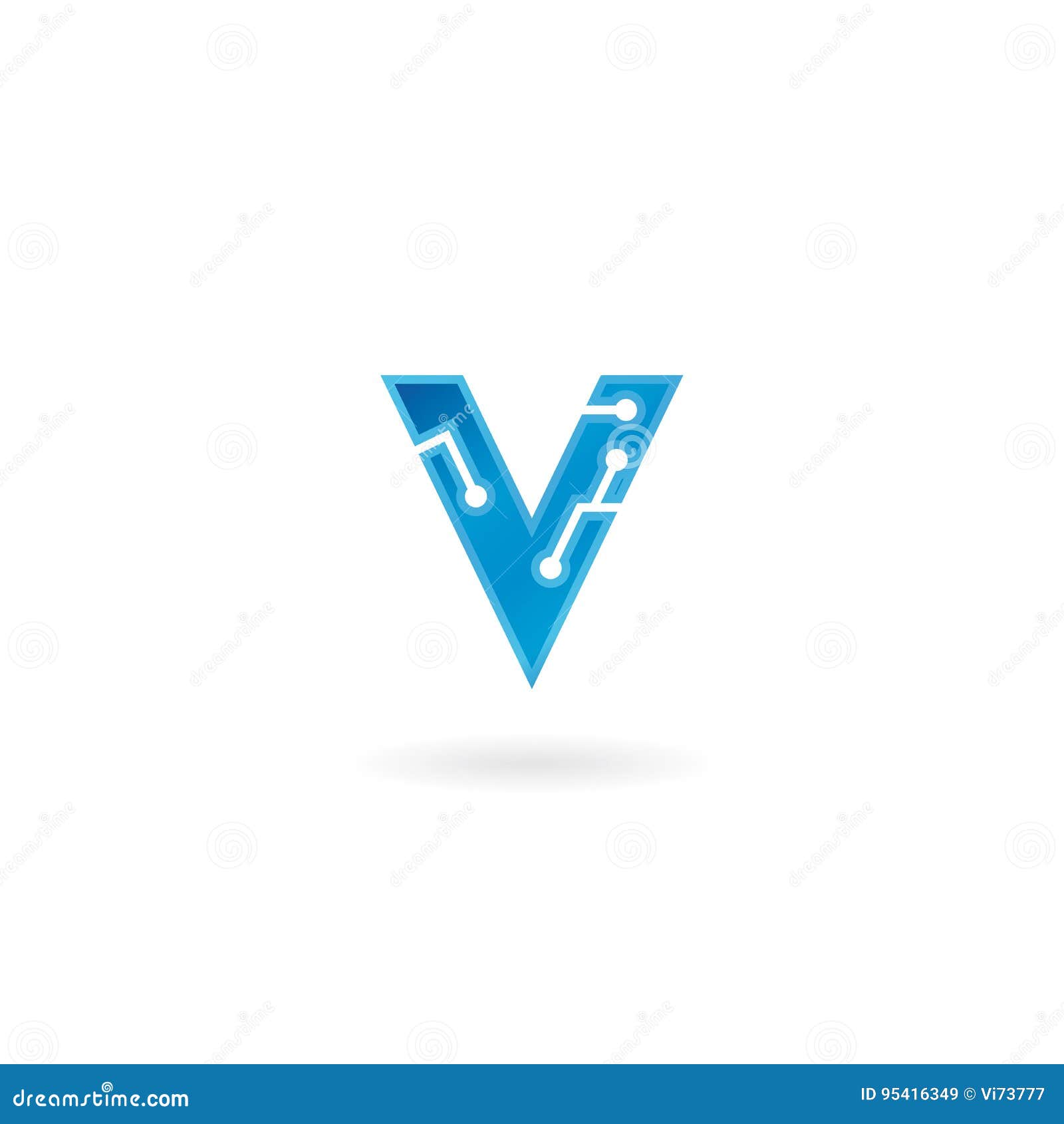 Letter V Icon. Technology Smart Logo, Computer and Data Related ...