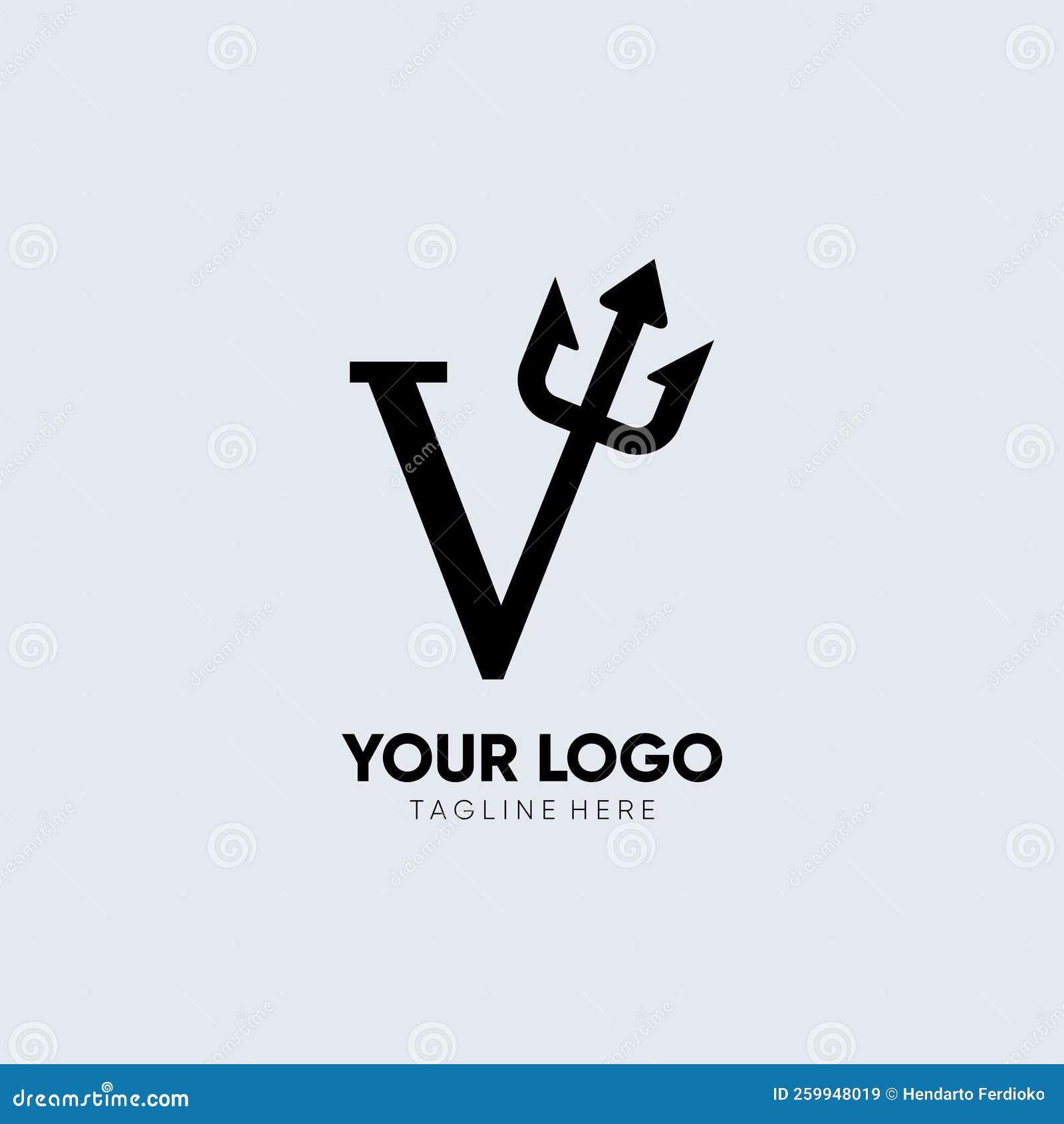 Letter V Initial Trident Logo Design Icon Vector Emblem Graphic Stock ...