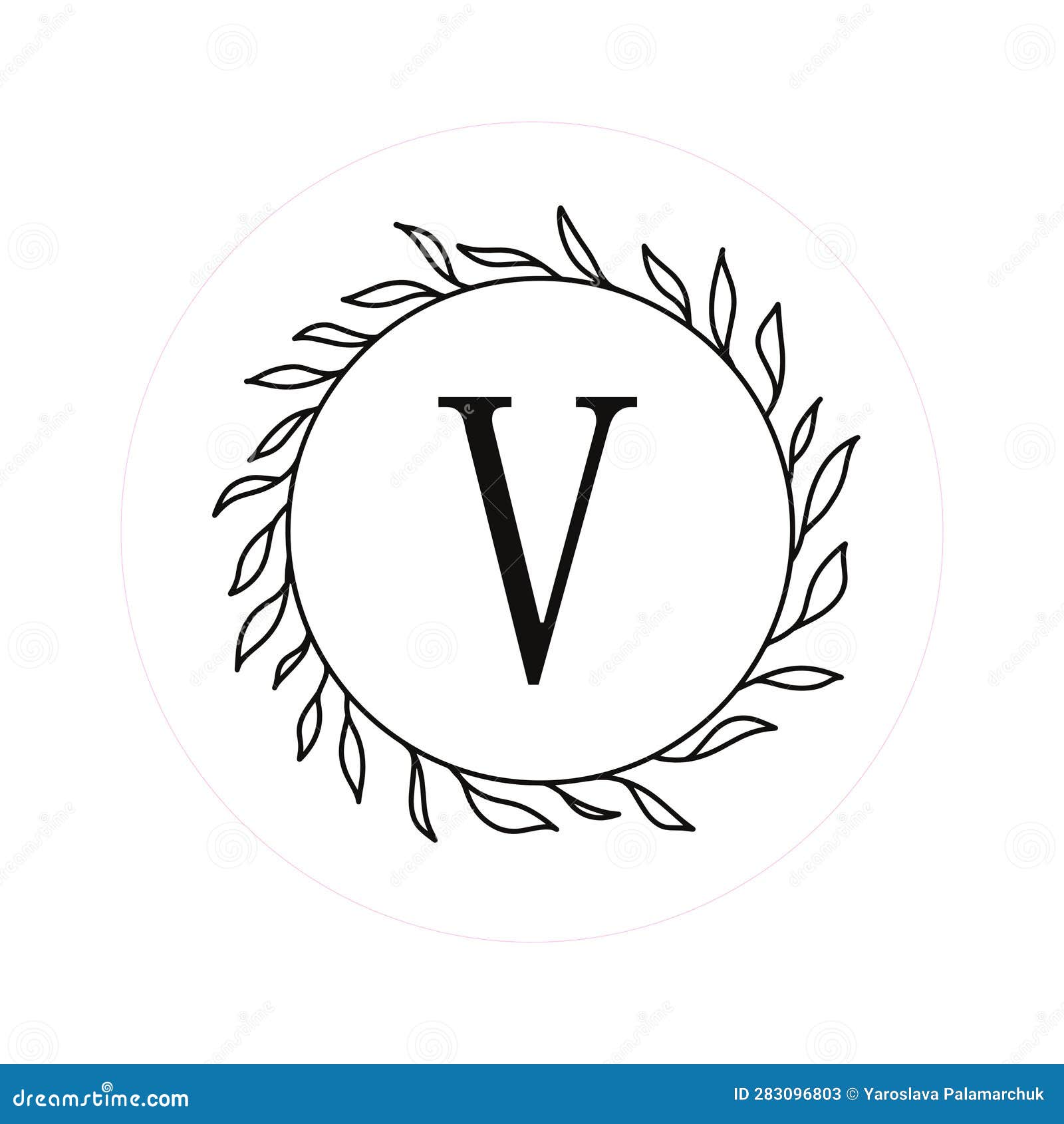 Letter "V" Initials with Round Floral Frames, Vector Monogram Logo ...