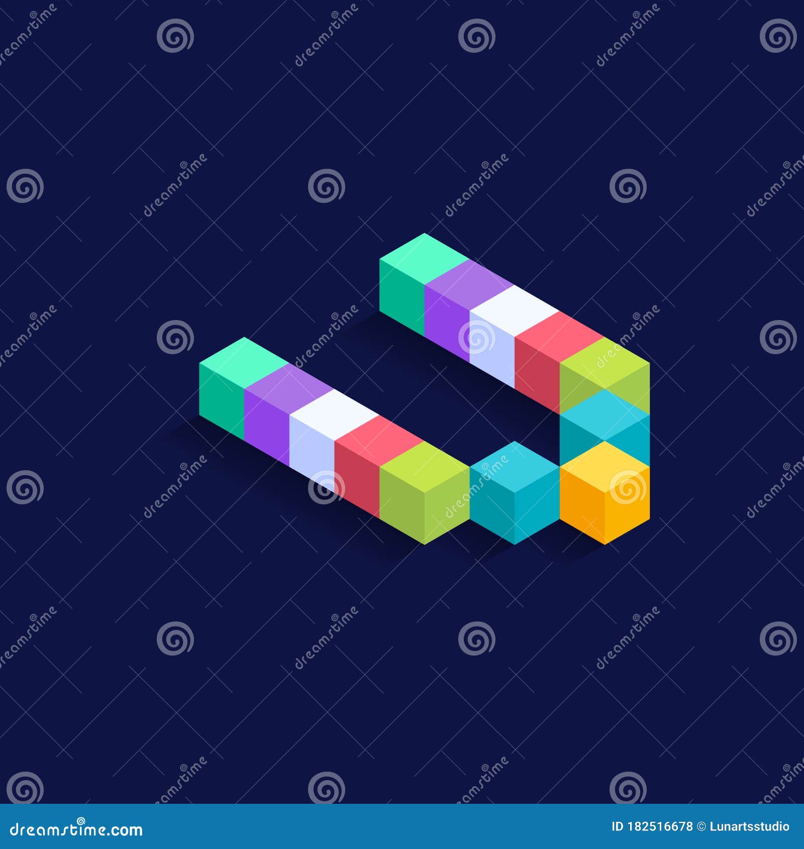 Letter V Isometric Colorful Cubes 3d Design, Three-dimensional Letter ...