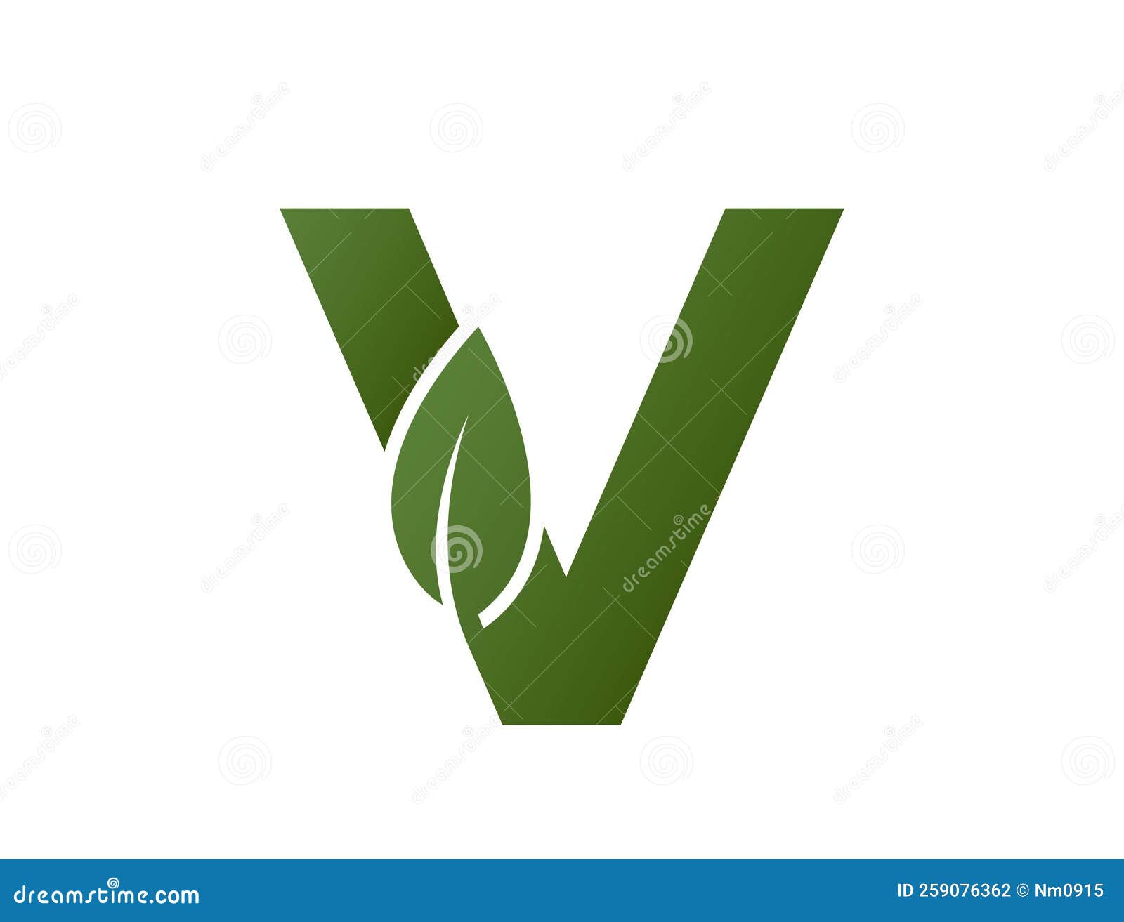 Letter V with Leaf Logo. Initial Logotype Design Stock Vector ...