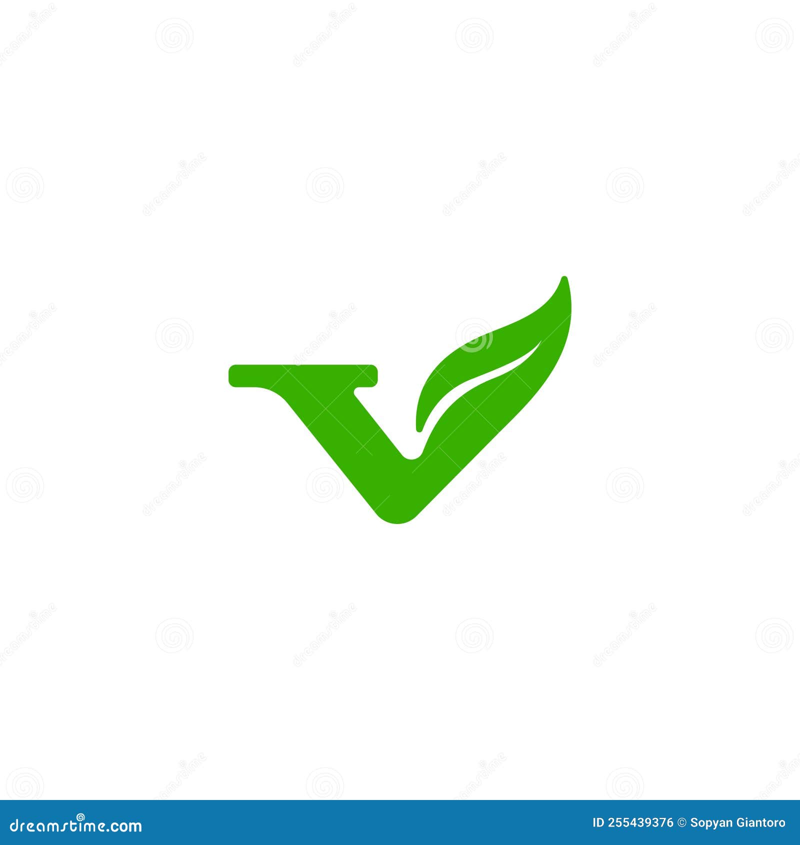 Letter V leaf logo. stock vector. Illustration of modern - 255439376
