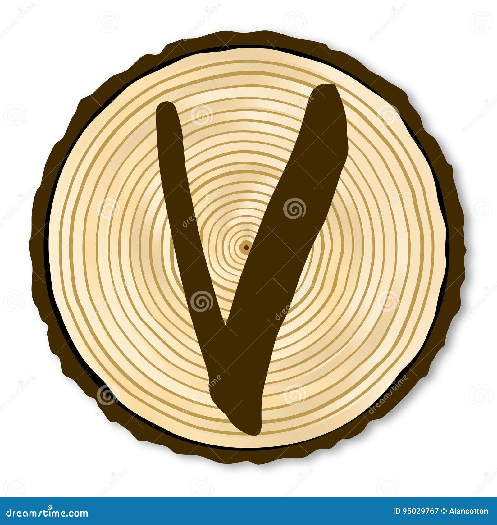 Letter V Log End stock vector. Illustration of vector - 95029767