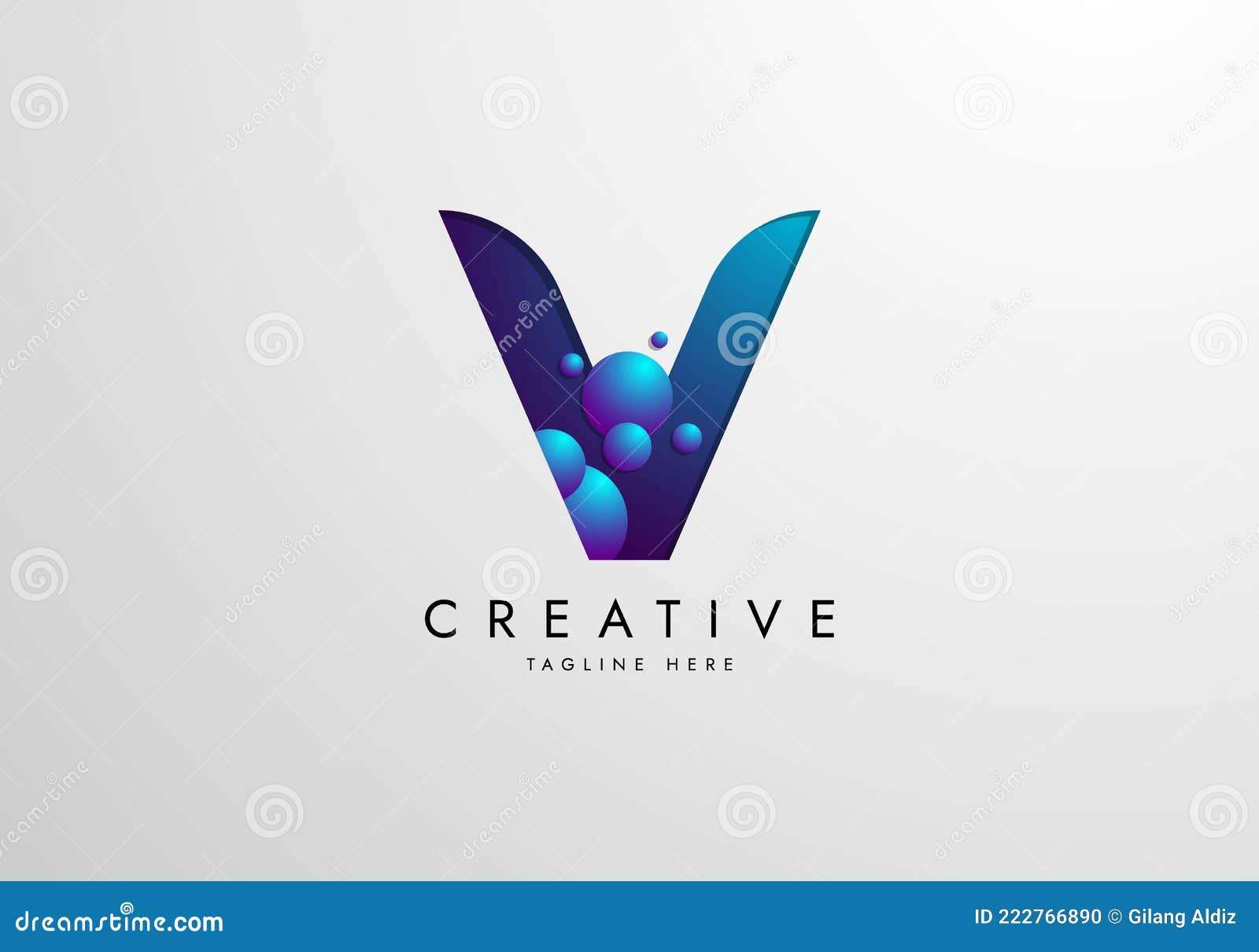 Letter V Logo Combined with Gradient Colored Bubbles Stock Vector ...