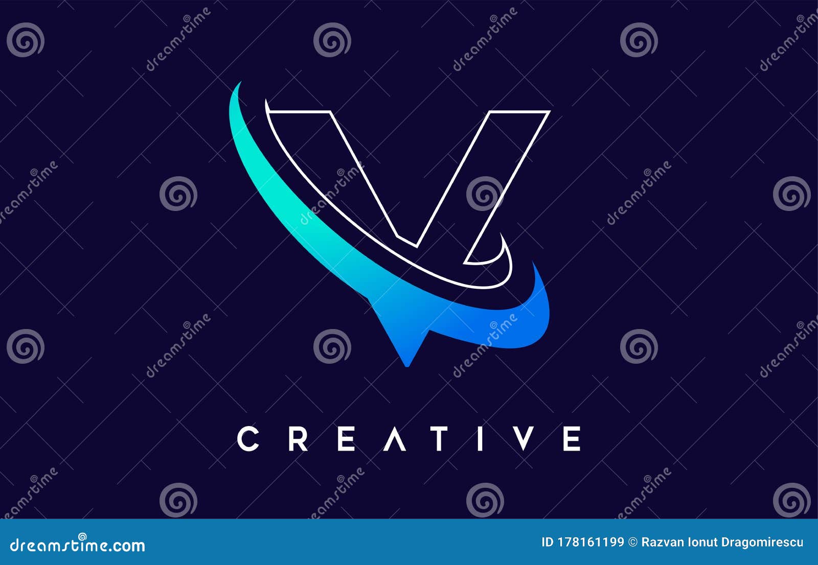 Letter V Logo. V Letter Design Vector with Blue Swash Vector Stock ...