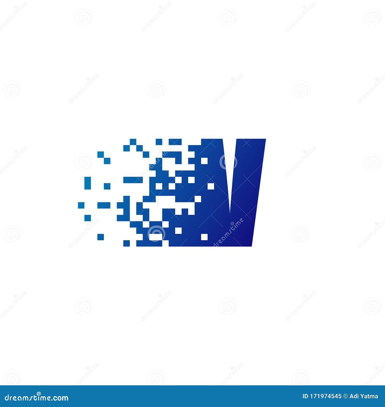 Letter V Logo with Pixel Symbol Stock Vector - Illustration of sign ...