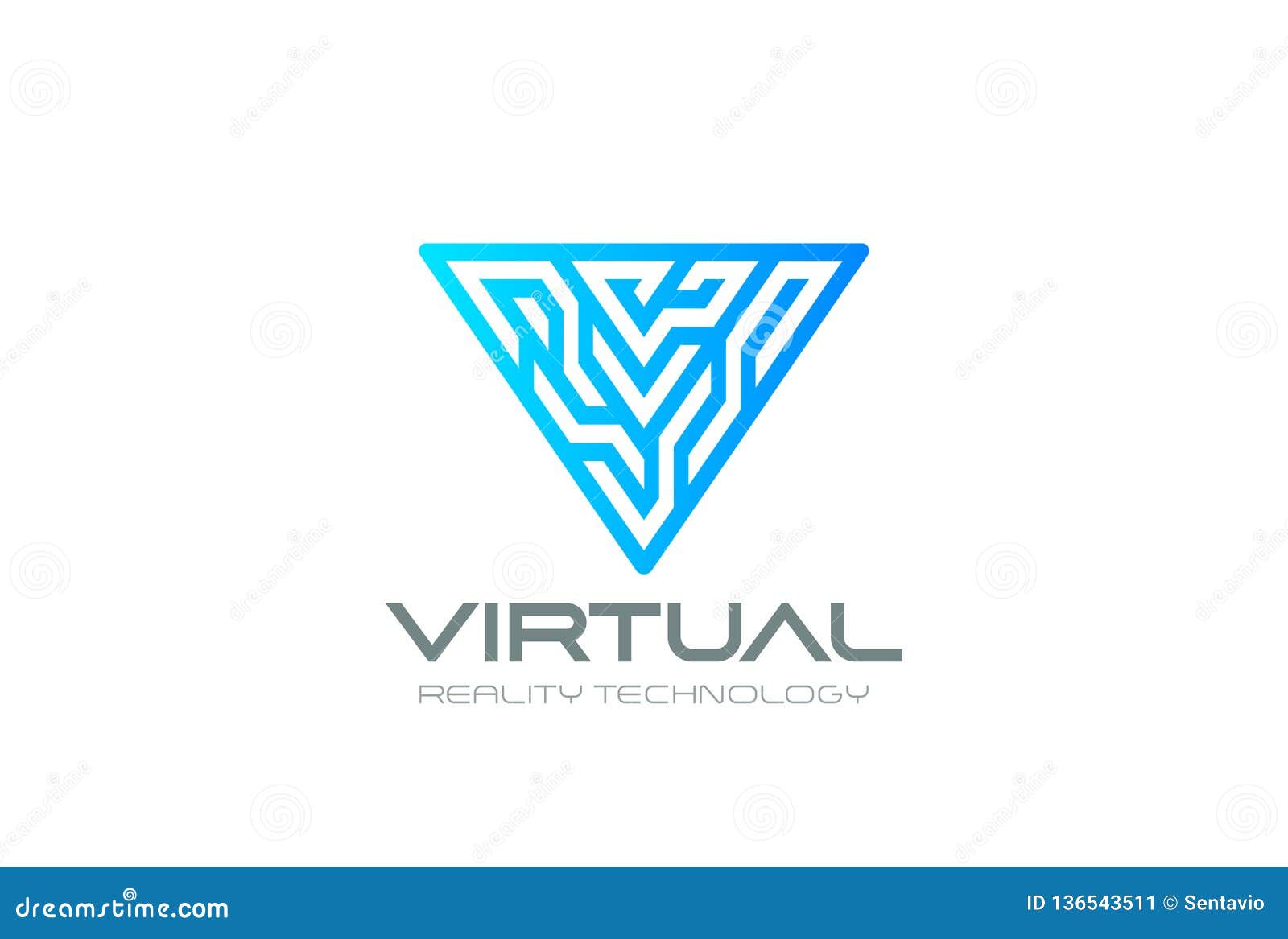 Letter V Logo Virtual Reality VR Triangle Technolo Stock Vector ...