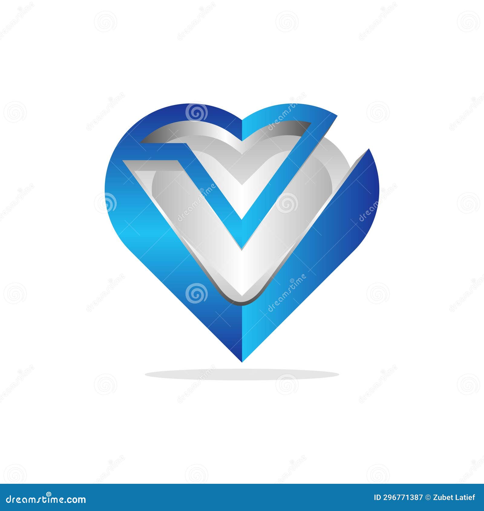 Letter V with Love Logo Design Template, Vector Illustration on a White ...