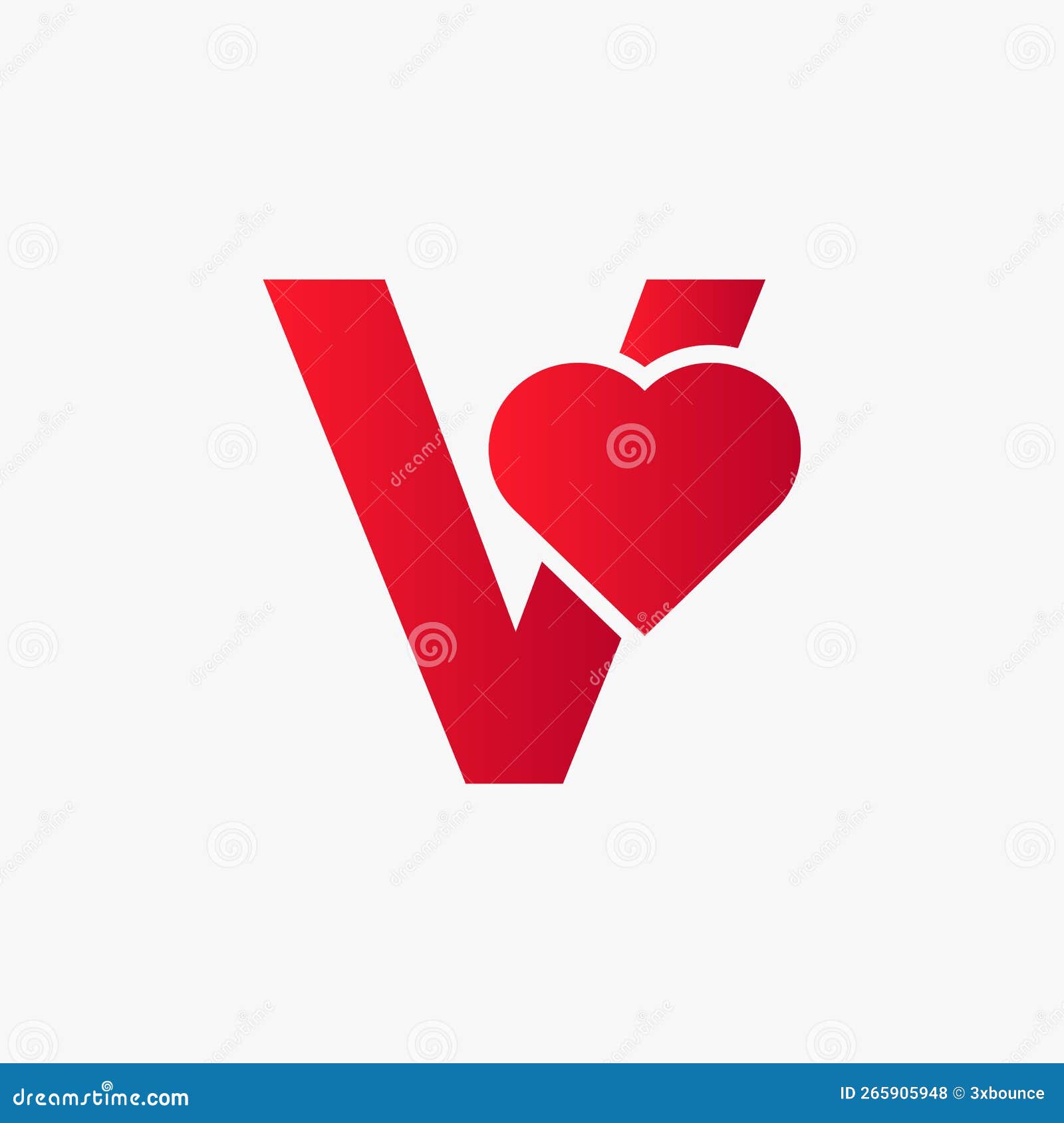 Letter V Love Symbol and Heart Icon Concept Vector Template Stock ...