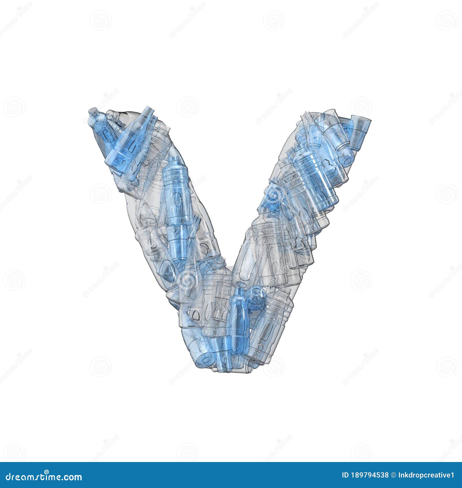 Letter V Made from Plastic Bottles. Plastic Recycling Font Stock ...