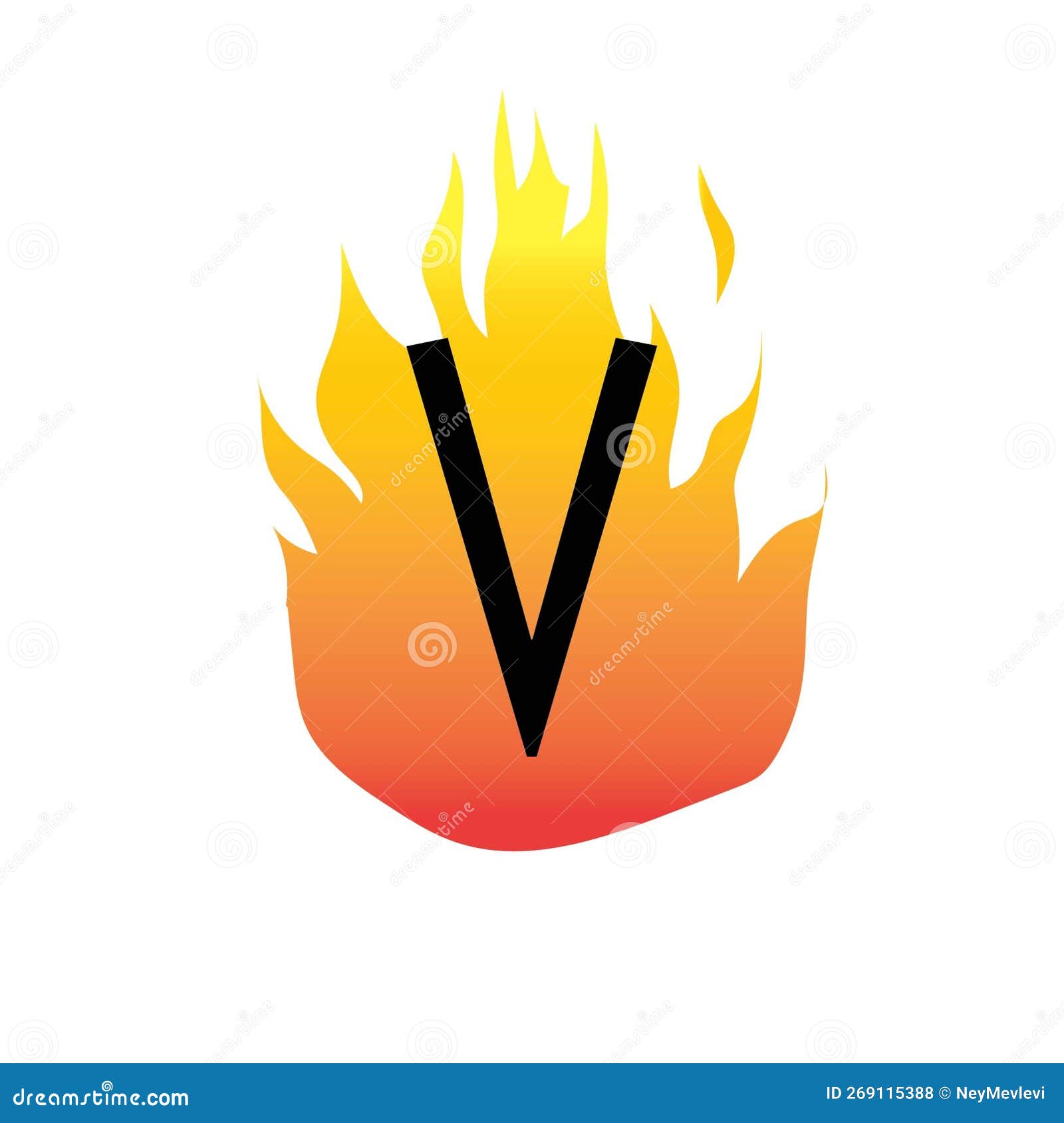 Letter V with Orange Flame Shape Illustration. Stock Illustration ...