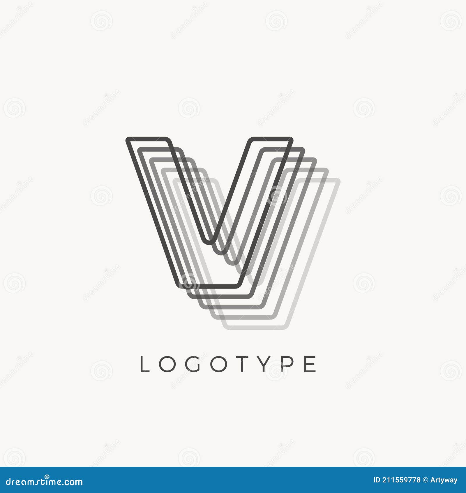 Letter V of Outline Stripes, Blend Effect Letter for Monogram and Logo ...