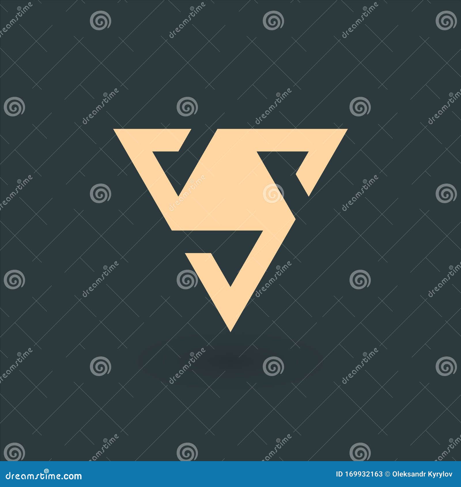 Letter V Pyramid Geometric Triangle with Three Elements Logo Design ...