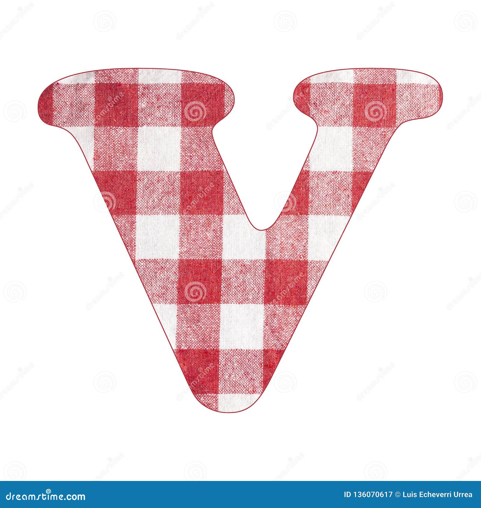Letter V - Red Checkered Napkin Background - Top View Stock ...