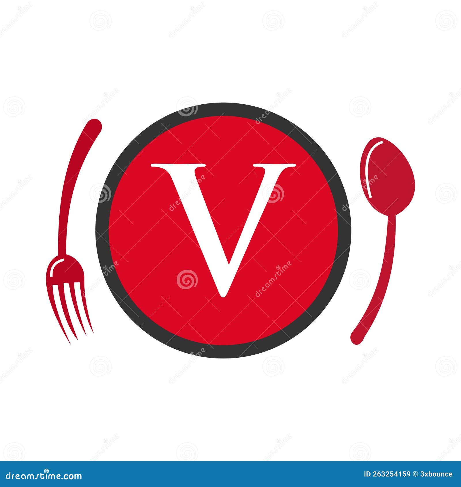 Letter V Restaurant Logo. Restaurant Logotype on Letter V Spoon and ...