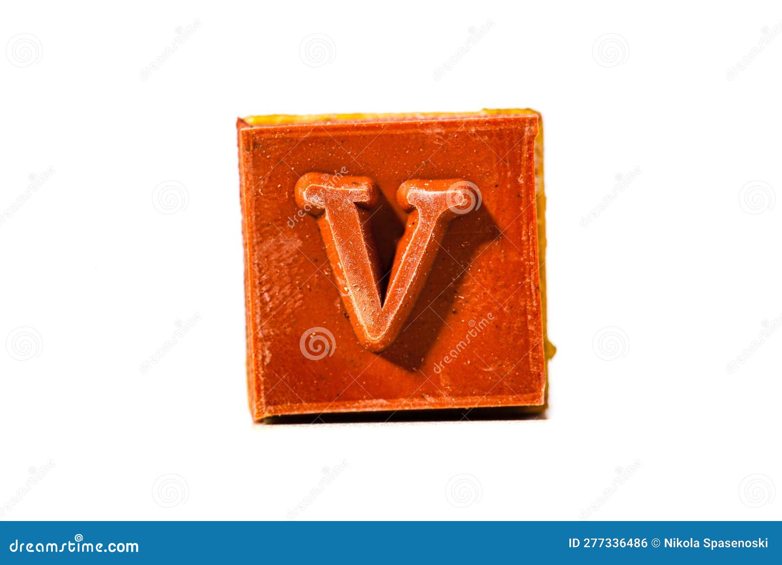 Letter V. Rubber Stamp with Wooden Handle Stock Photo - Image of ...