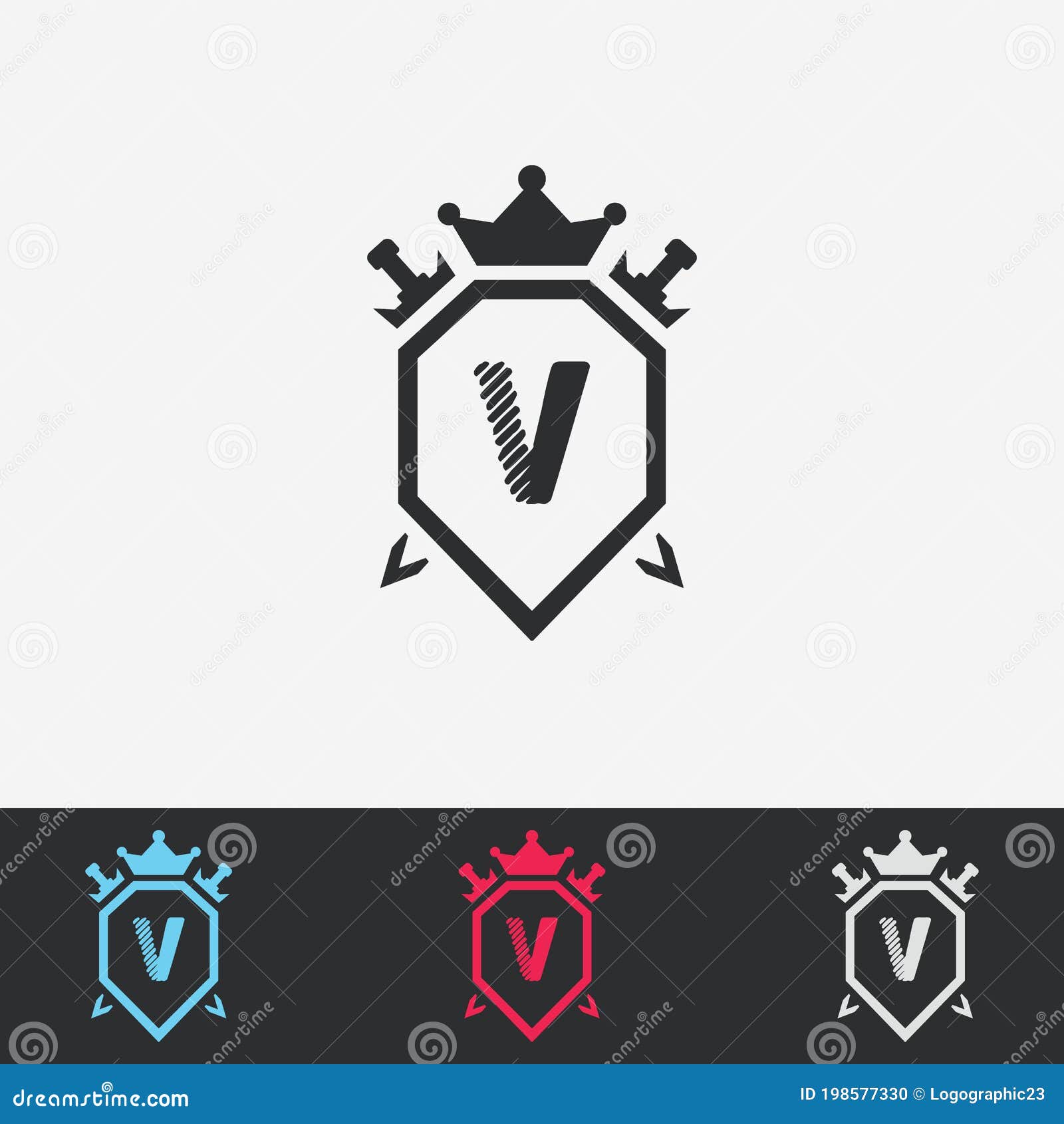 Letter V Shield, Sword, Crown -abstract Logo - Vector Design Stock ...