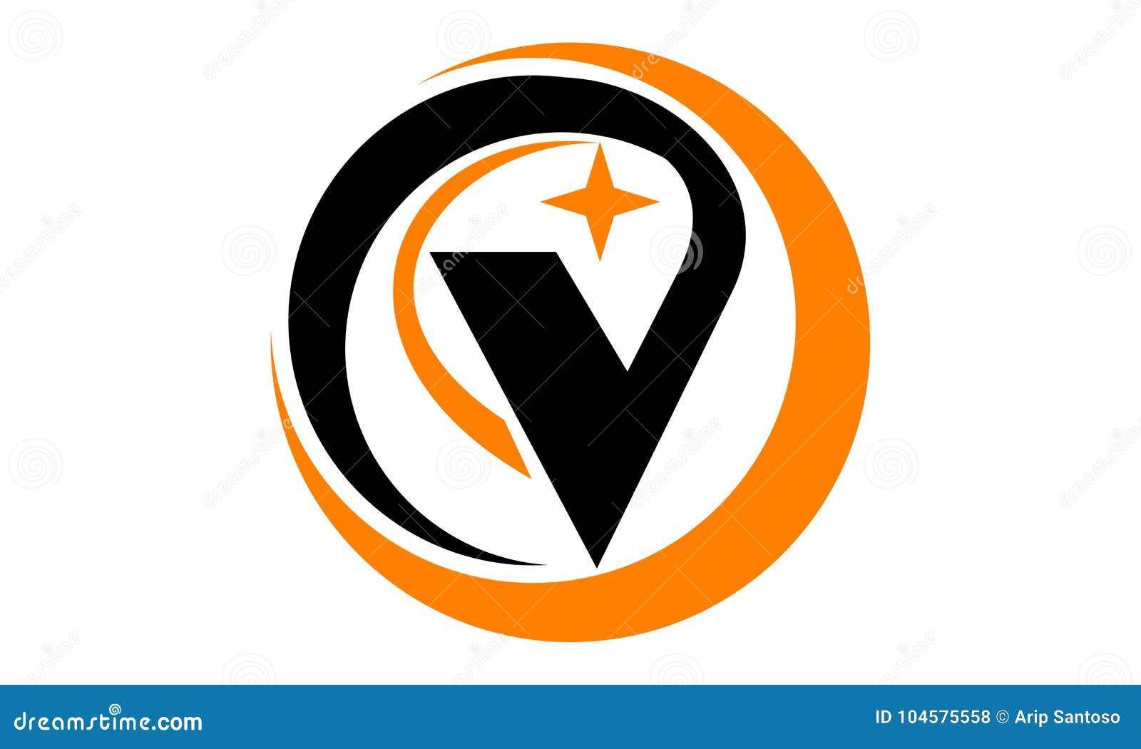 Letter V with Star stock vector. Illustration of finance - 104575558