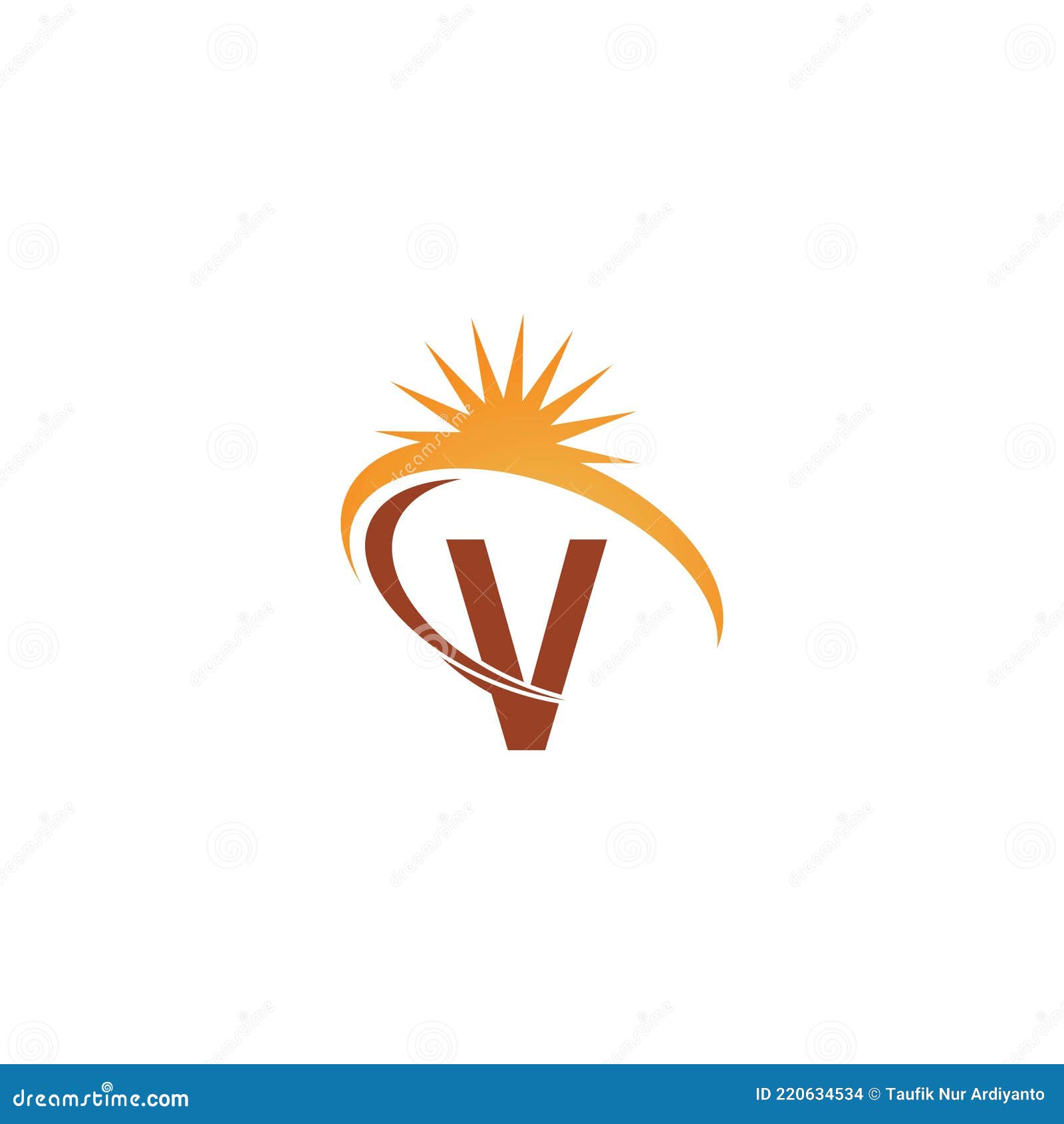 Letter V with Sun Ray Icon Logo Design Template Illustration Stock ...