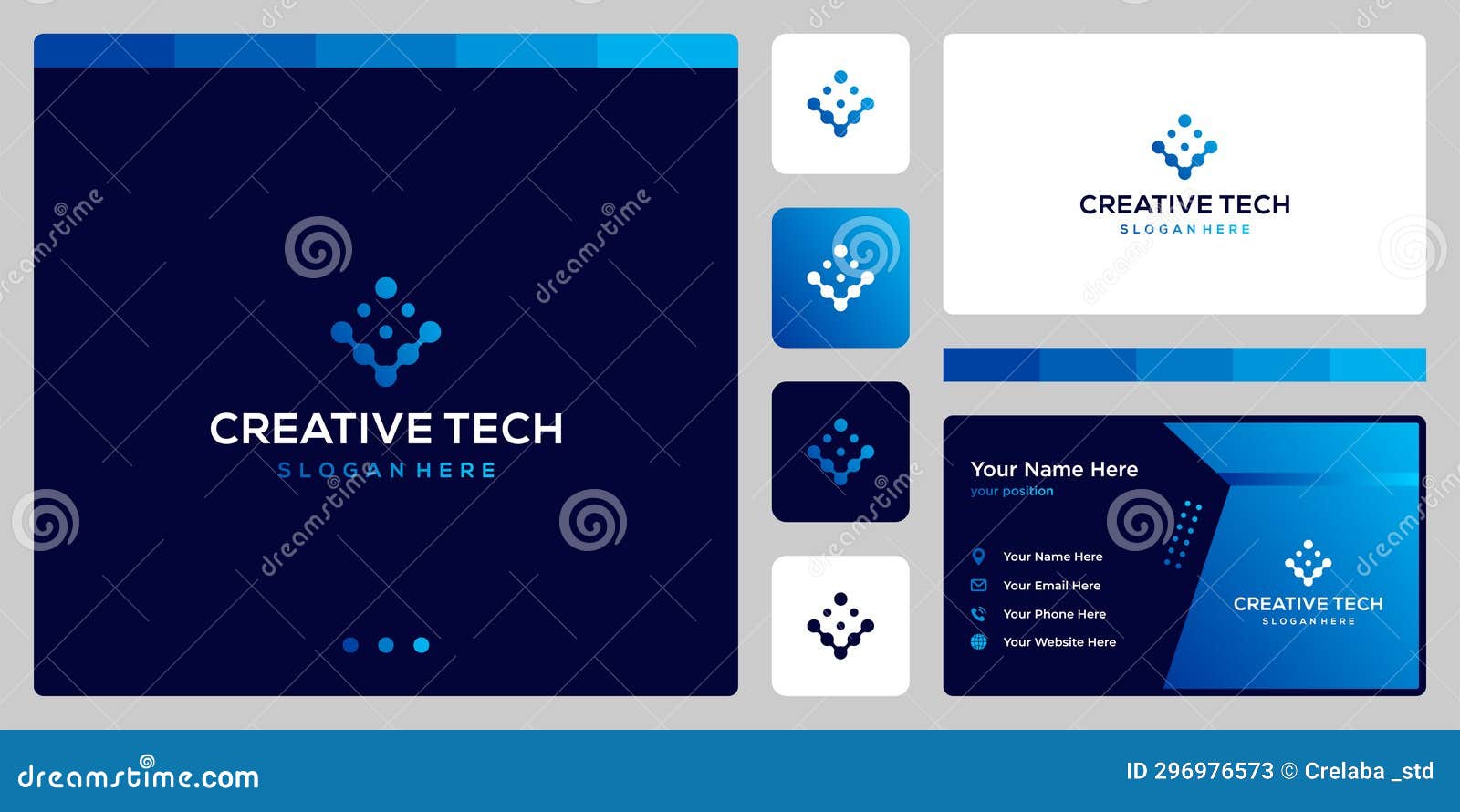 Letter V with Tech Style and Gradient Color. Business Card Stock ...